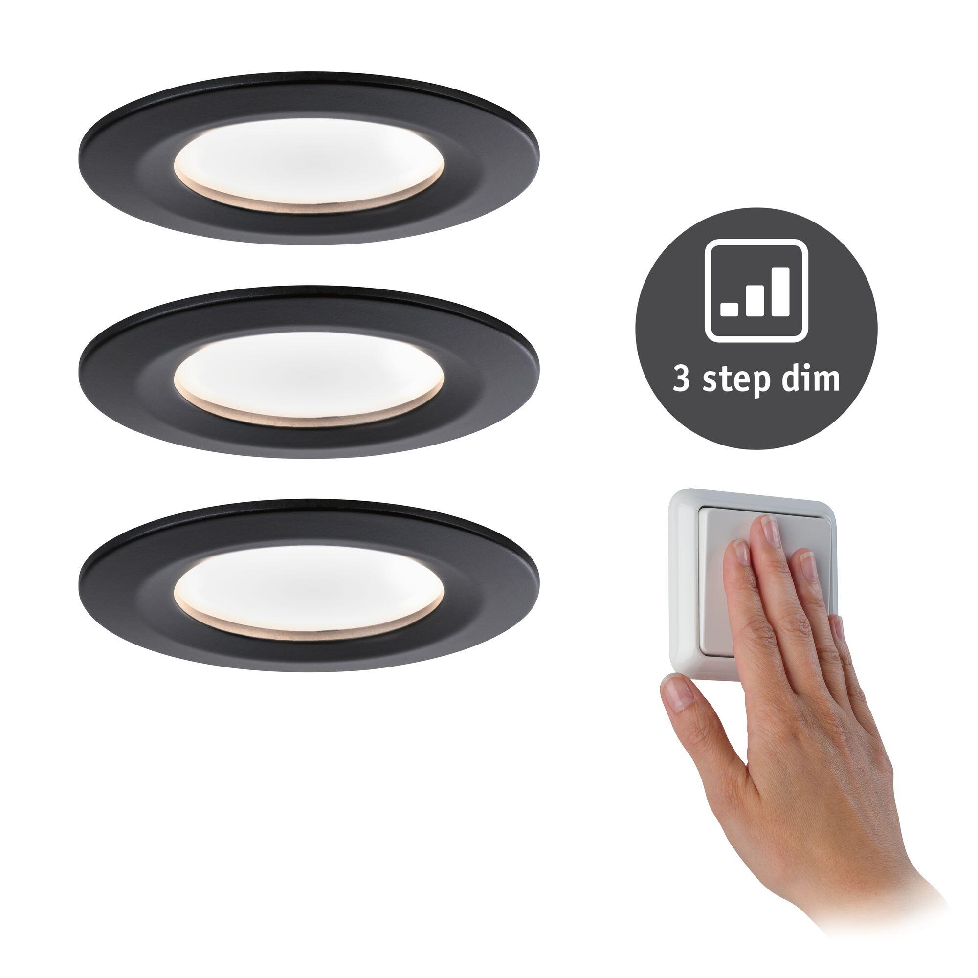Kit 3 spots à encastrer fixe Nova coin module led, 2700K PAULMANN rond ...