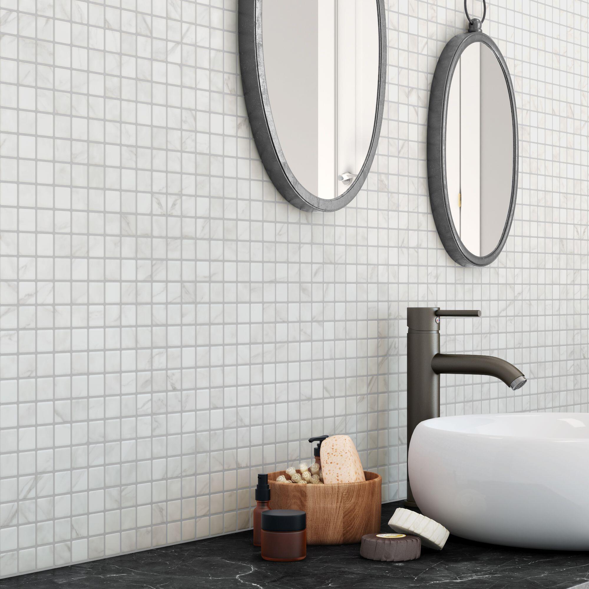 Mosaïque mur / sol Cuby marbre blanc 30 x 30 cm ARTENS | Leroy Merlin