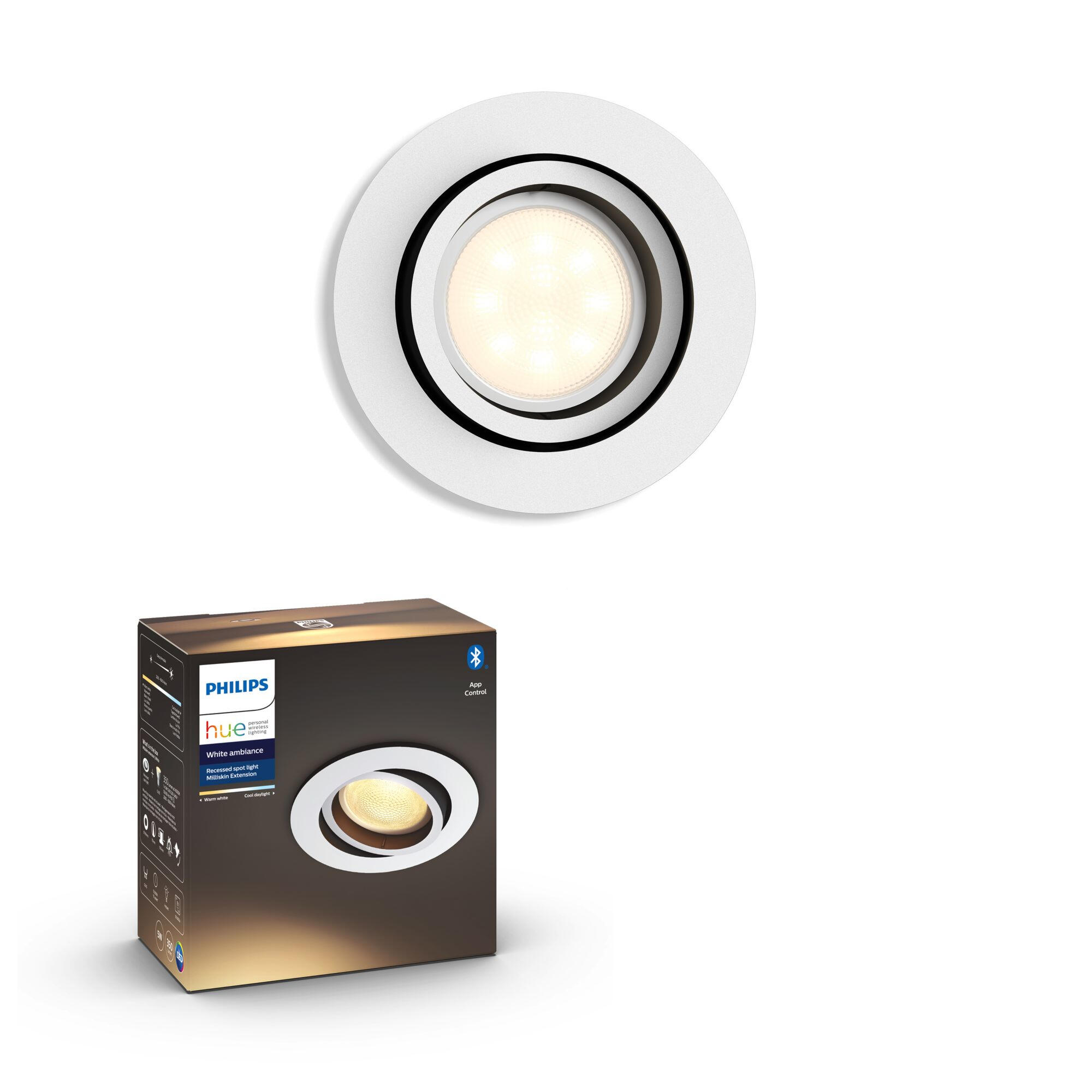 Extension spot à encastrer gu10 PHILIPS HUE White Ambiance Milliskin ...