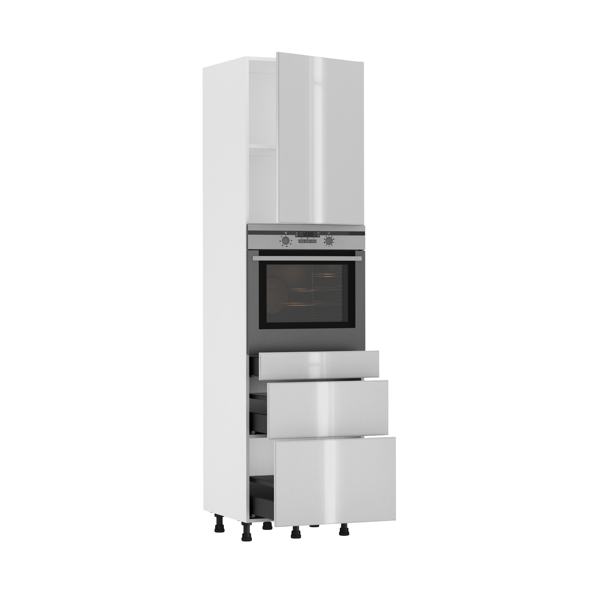 Colonne four de cuisine Helsinki gris 1 porte et 3 tiroirs H215 x l60 ...