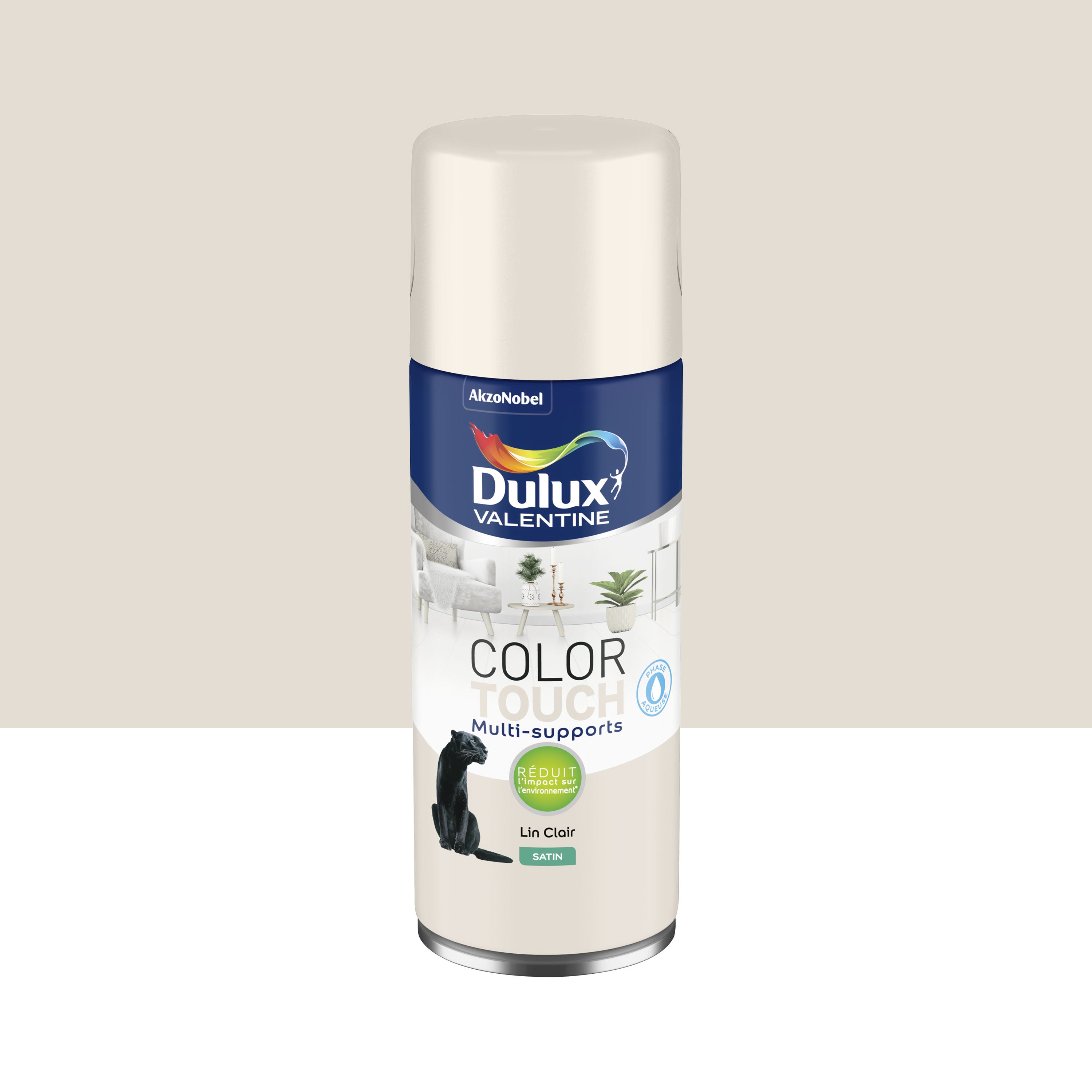 Bombe de peinture Color touch DULUX VALENTINE lin clair satiné 400 ml | Leroy Merlin