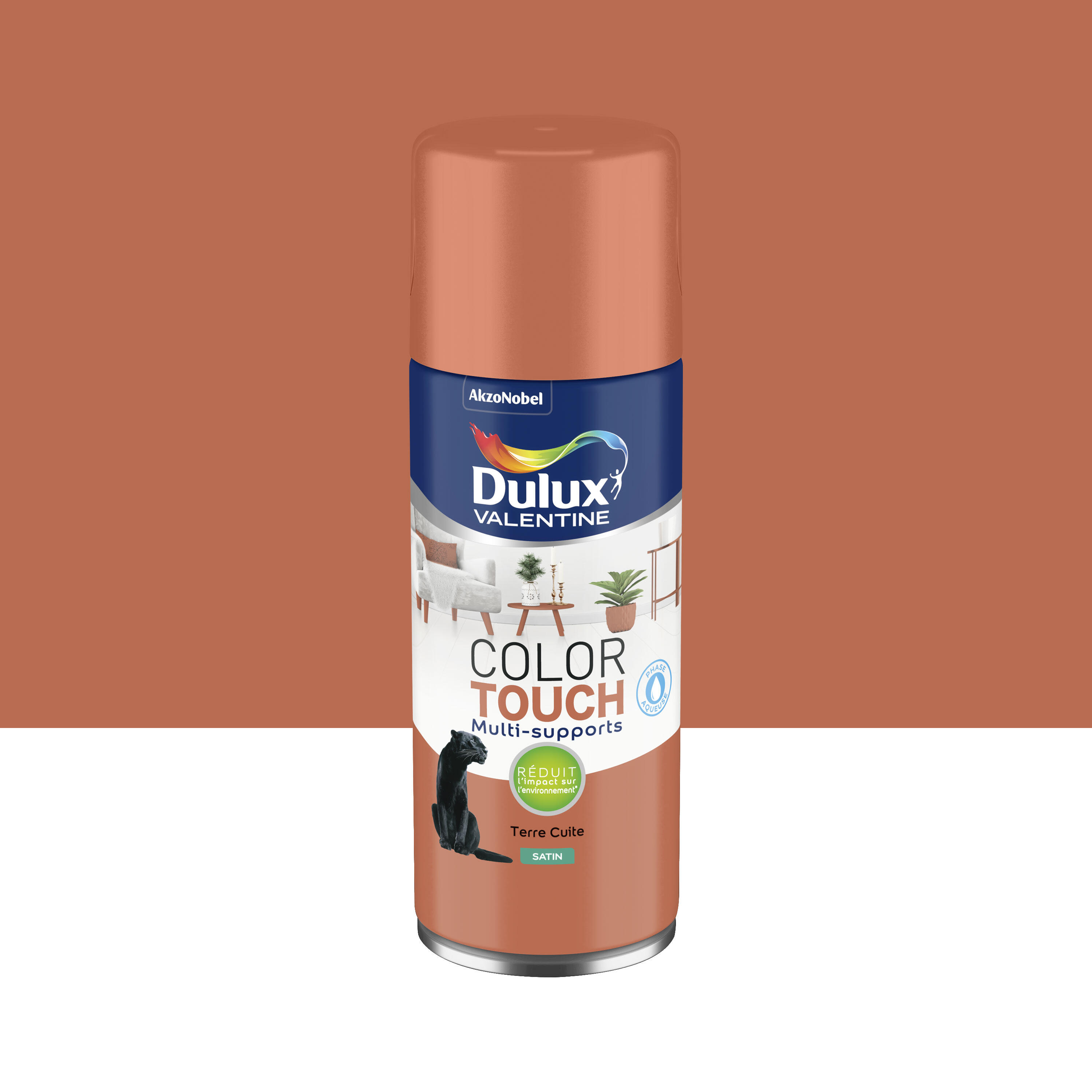 Peinture aérosol Color touch DULUX VALENTINE terre cuite satiné 400 ml | Leroy Merlin