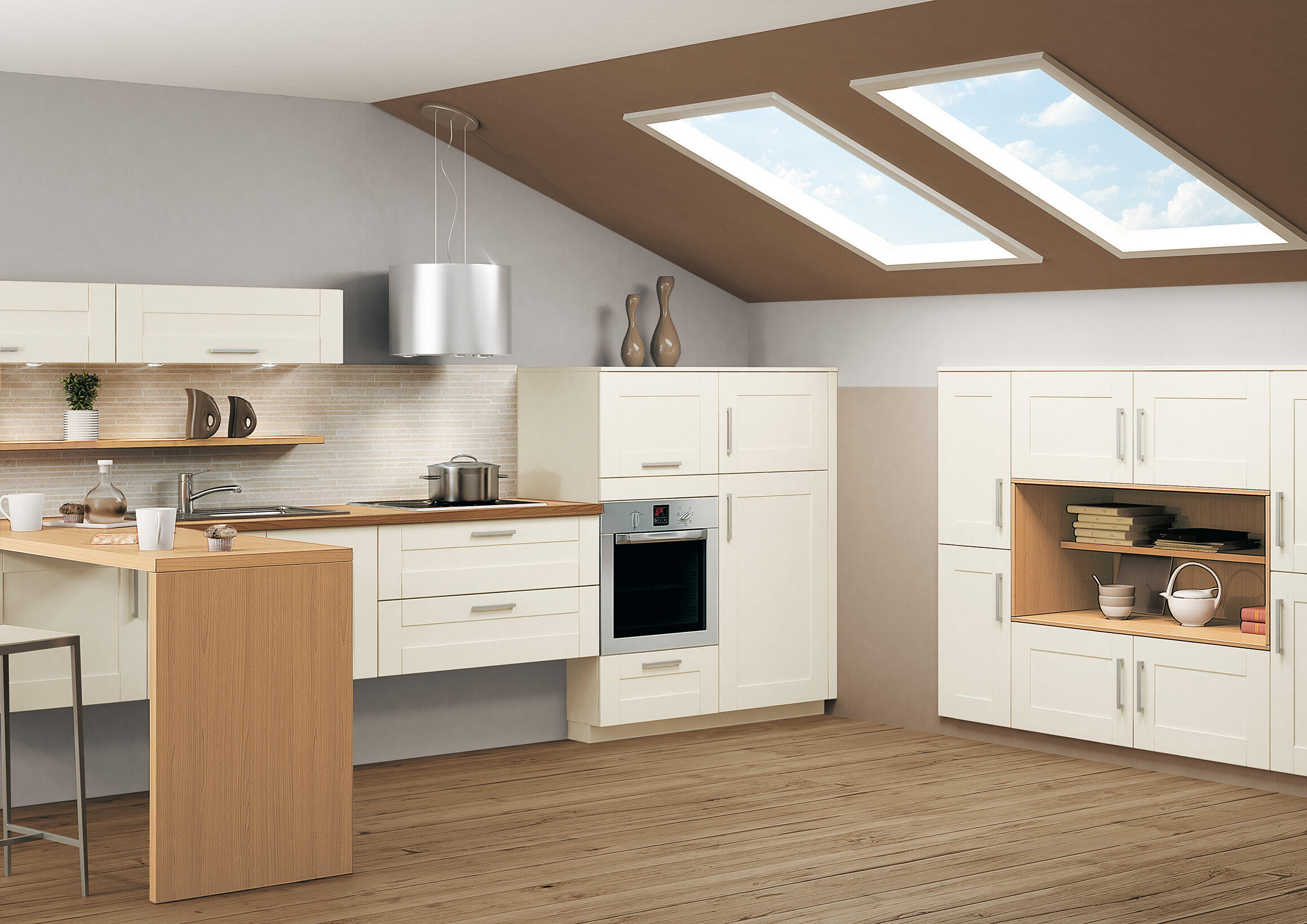 Une cuisine sous combles à l’esprit zen | Leroy Merlin