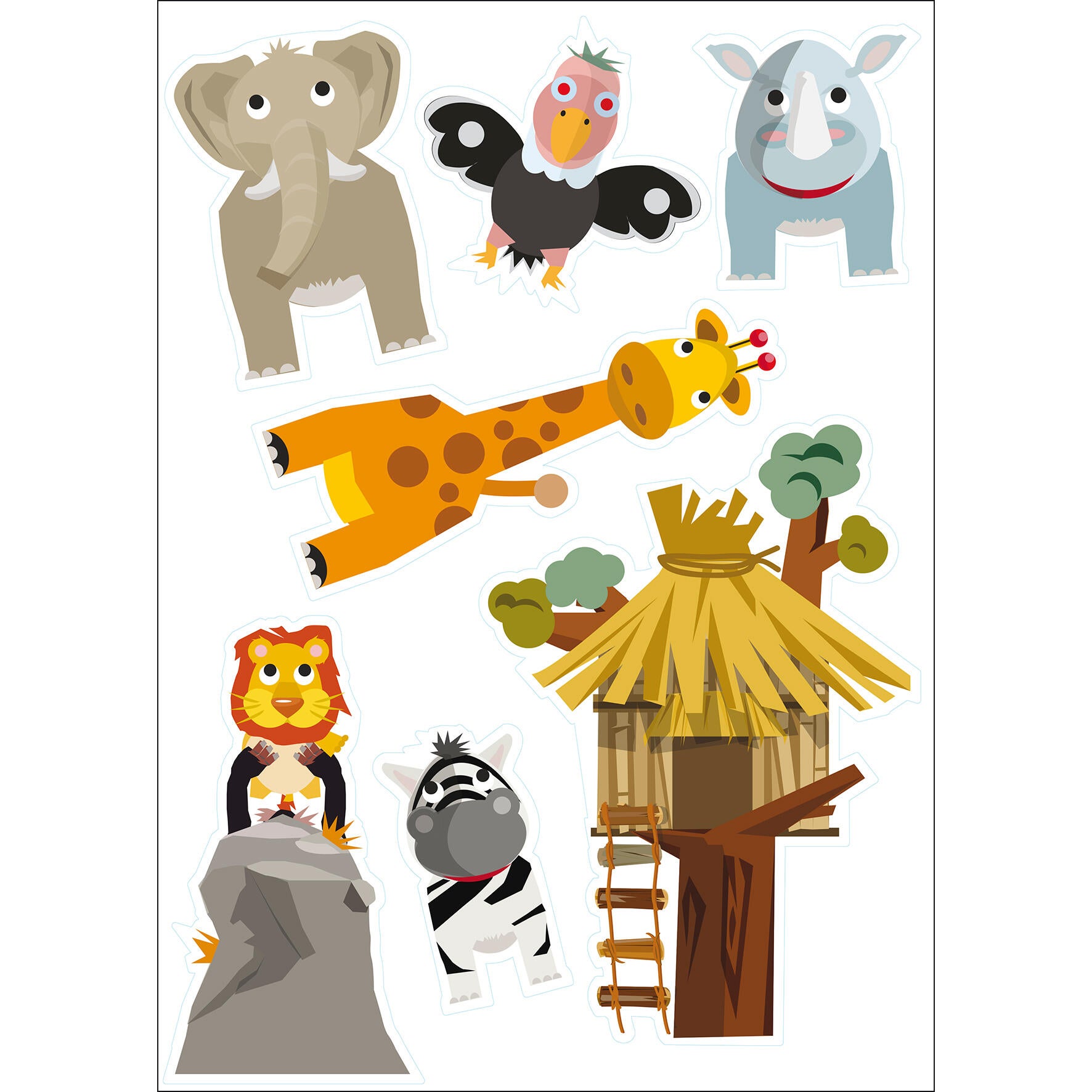 Sticker décoratif STICKER DECO 48X68CM ZOO ANIMAUX, 48 cm x 68 cm ...
