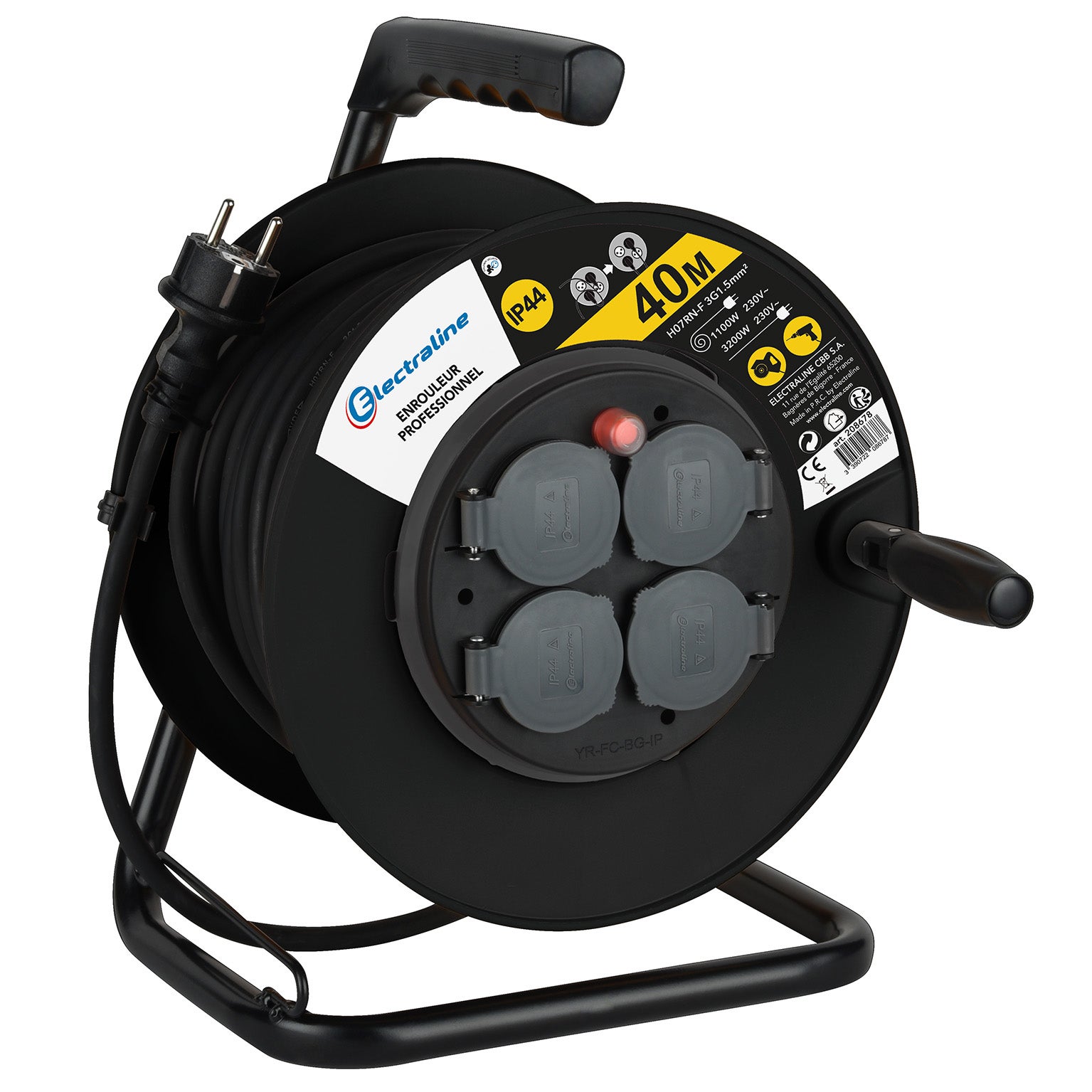 Enrouleur de câble électrique chantier L.40m HO7RNF 3G1.5, ELECTRALINE ...