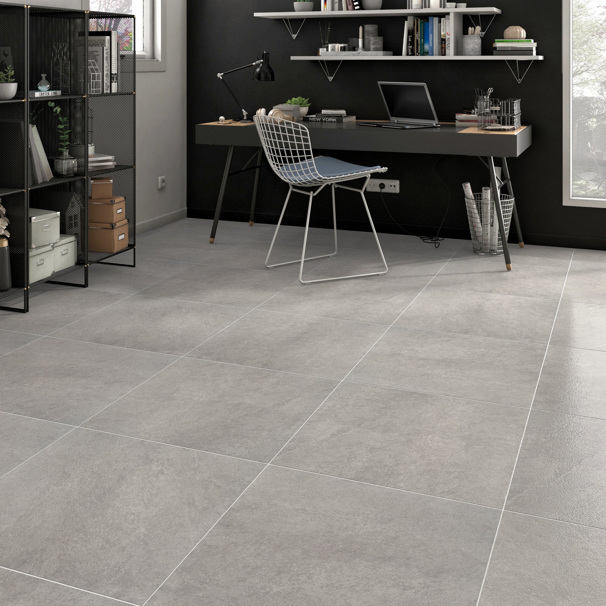 Carrelage sol intérieur / mur intérieur effet pierre gris clair ...