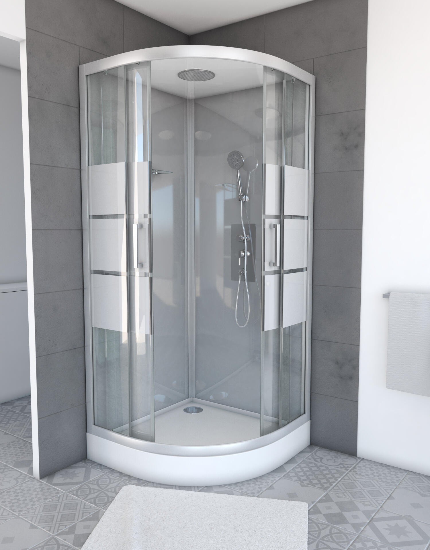Cabine de douche L.90 x l.90 cm Aluminium aspect chromé brossé verre ...