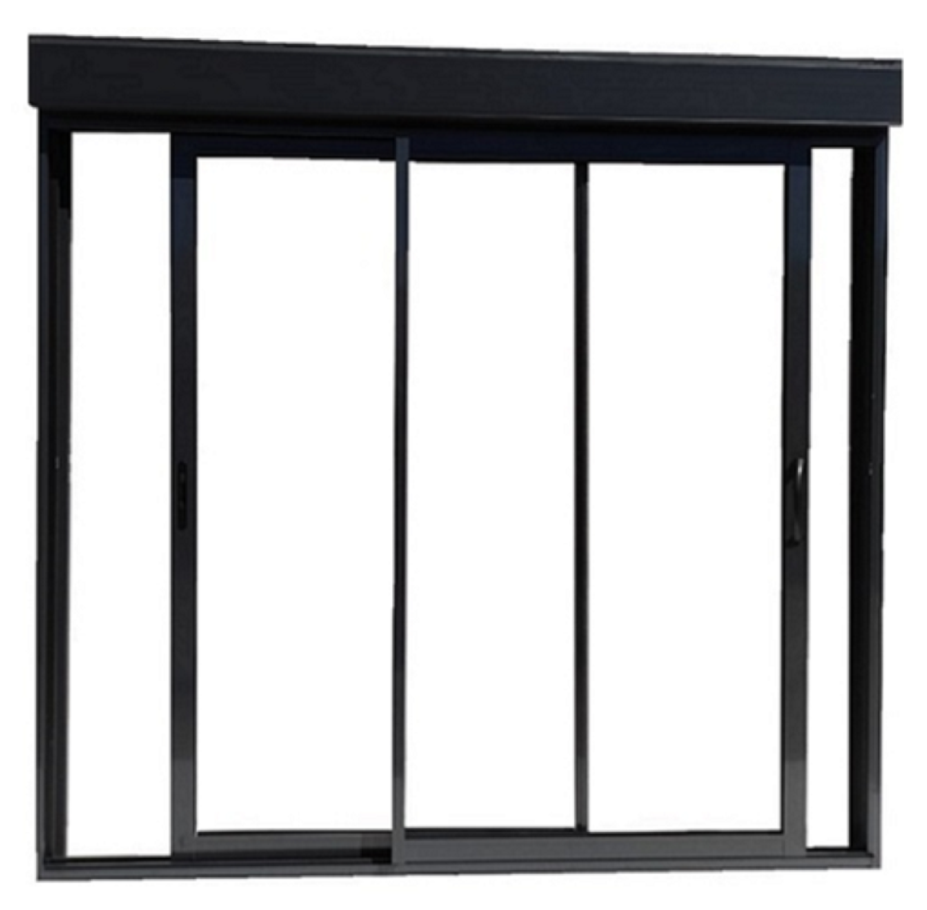 Baie vitrée coulissante aluminium grise avec volet roulant H.200xl.240 ...