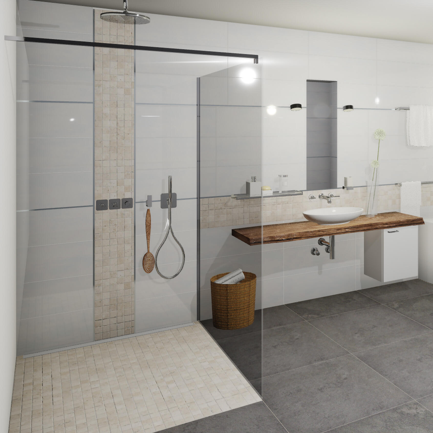 1 plaque mosaïque mur / sol Travertin beige 30.5 x 30.5 cm | Leroy Merlin