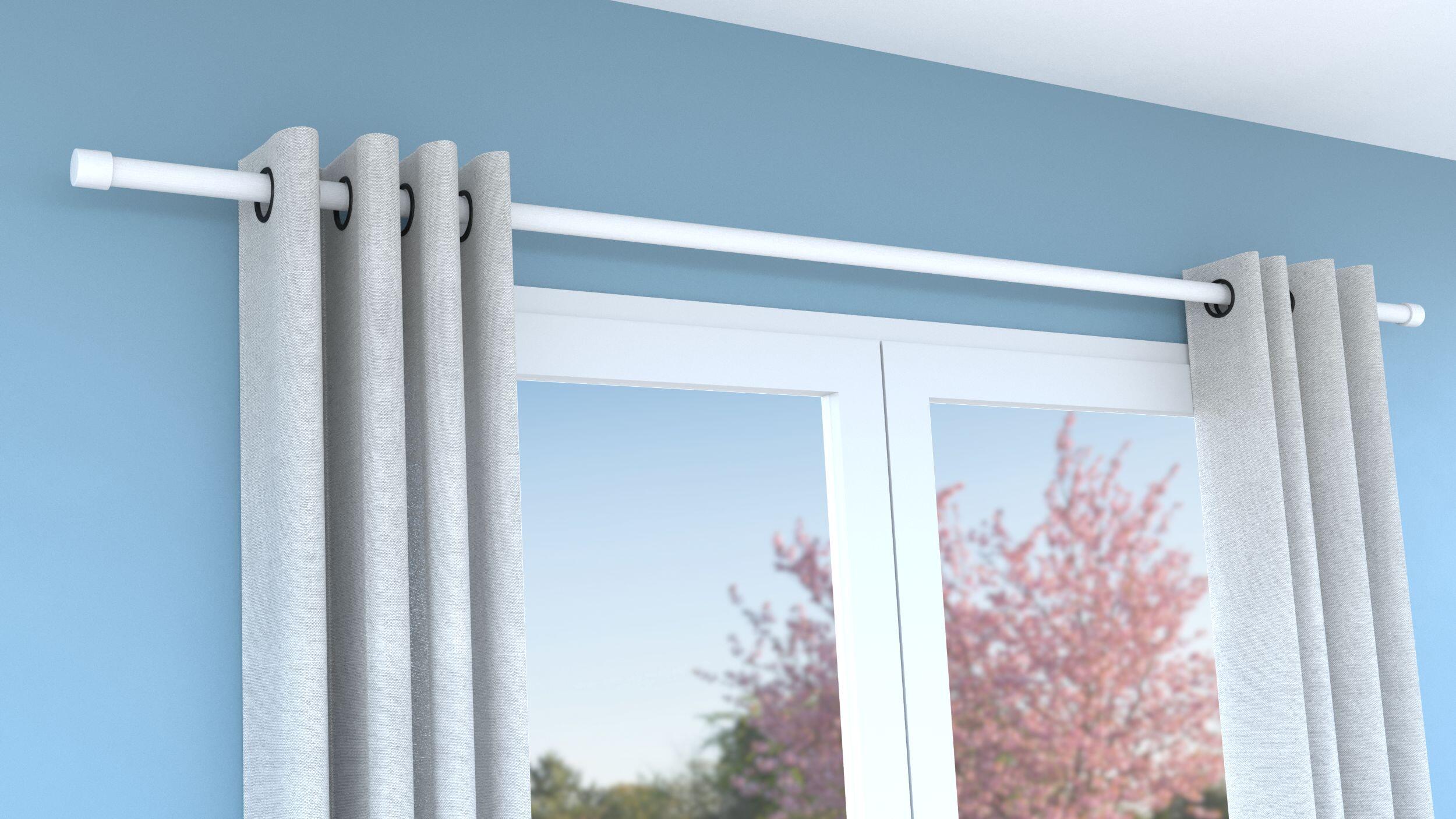 Kit de barres à rideaux Daiki ruban led Diam.28 mm blanc verni 200 cm ...