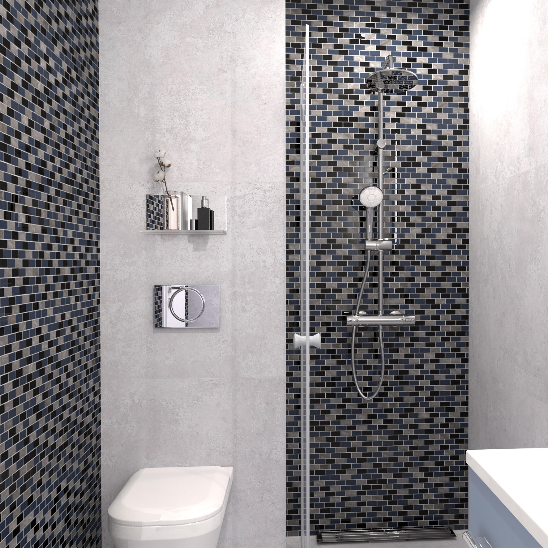 Mosaïque mur Briquettes pierre noir 30 x 30 cm MAT INTER | Leroy Merlin