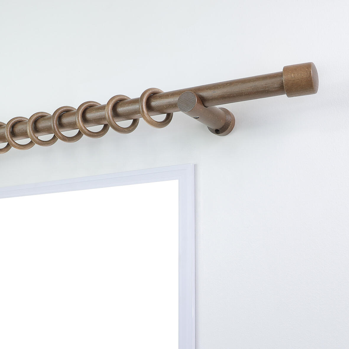 Lot de 10 anneaux tringle à rideau Tradi, 28 mm bois chêne foncé verni ...