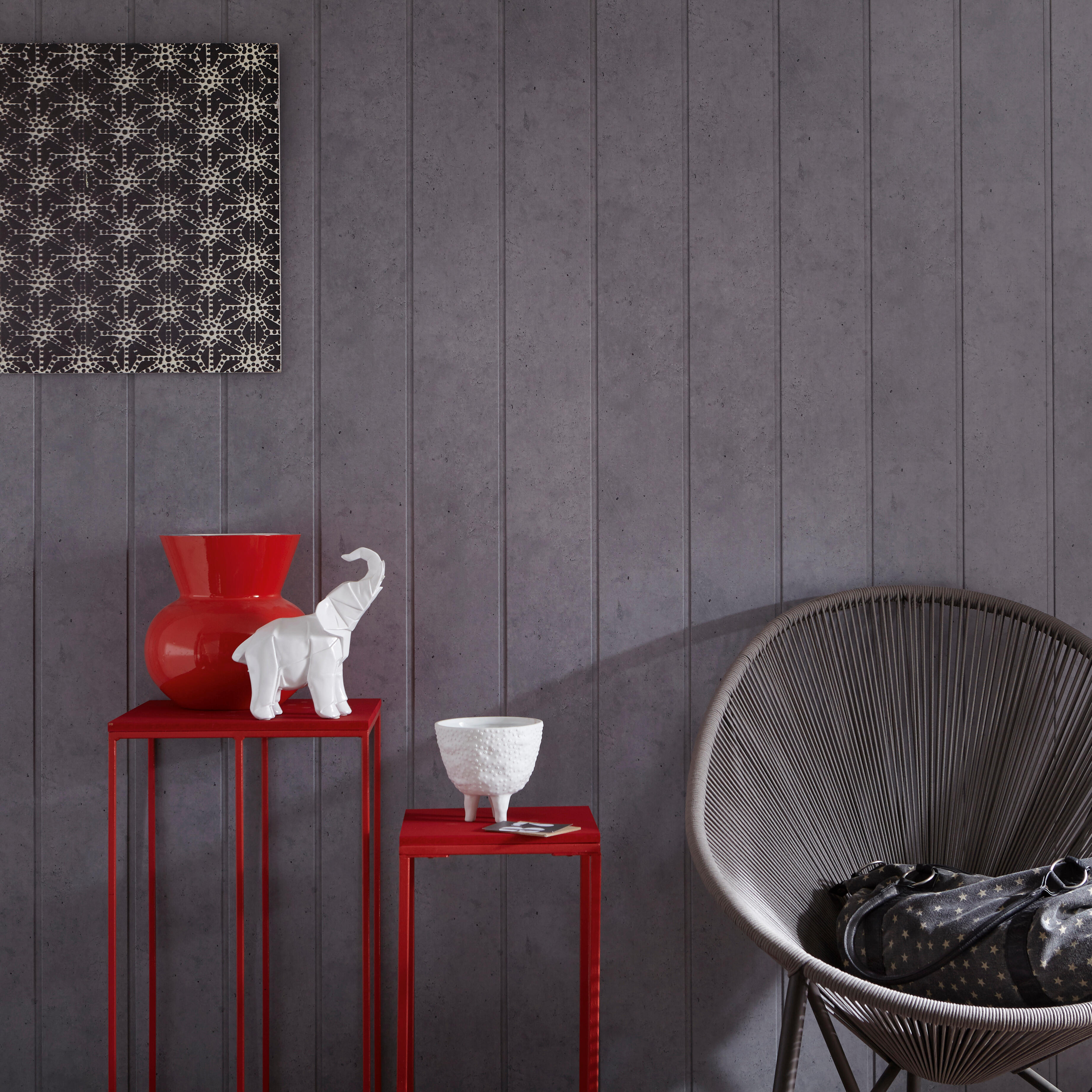 Lambris MDF revêtu, décor béton foncé, L.260 x l.15 cm, Ep.8 mm | Leroy ...