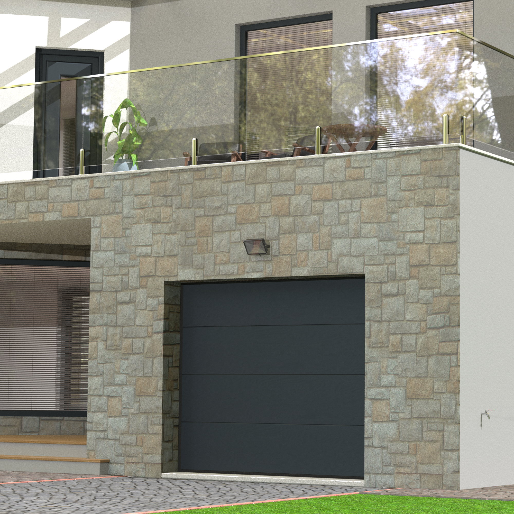 Porte garage sectionnelle moto PRIMO rainures L H.200 x l.240 gris ...