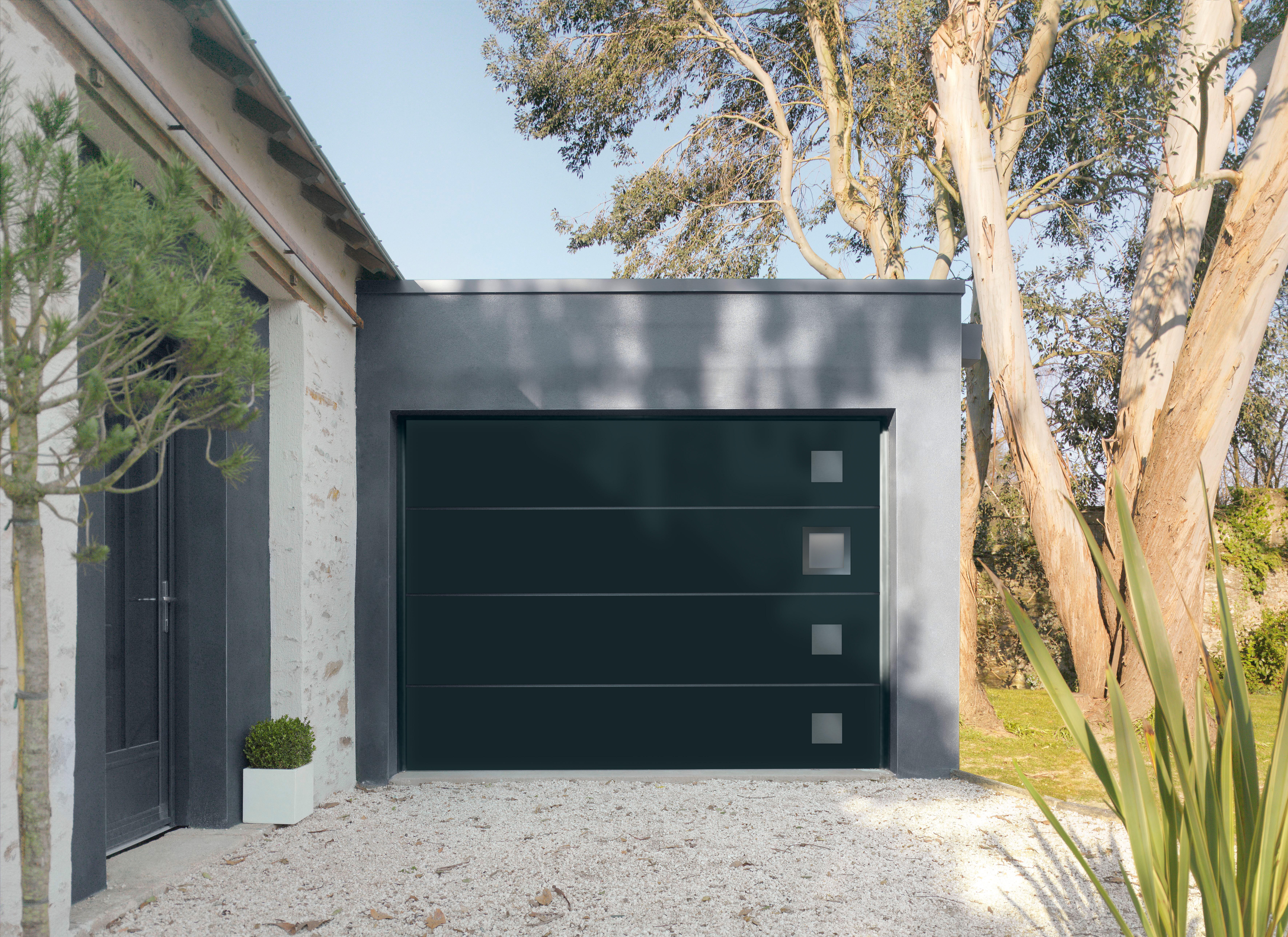 Porte de garage sectionnelle motorisée av hublot PREMIUM 200x240 ...