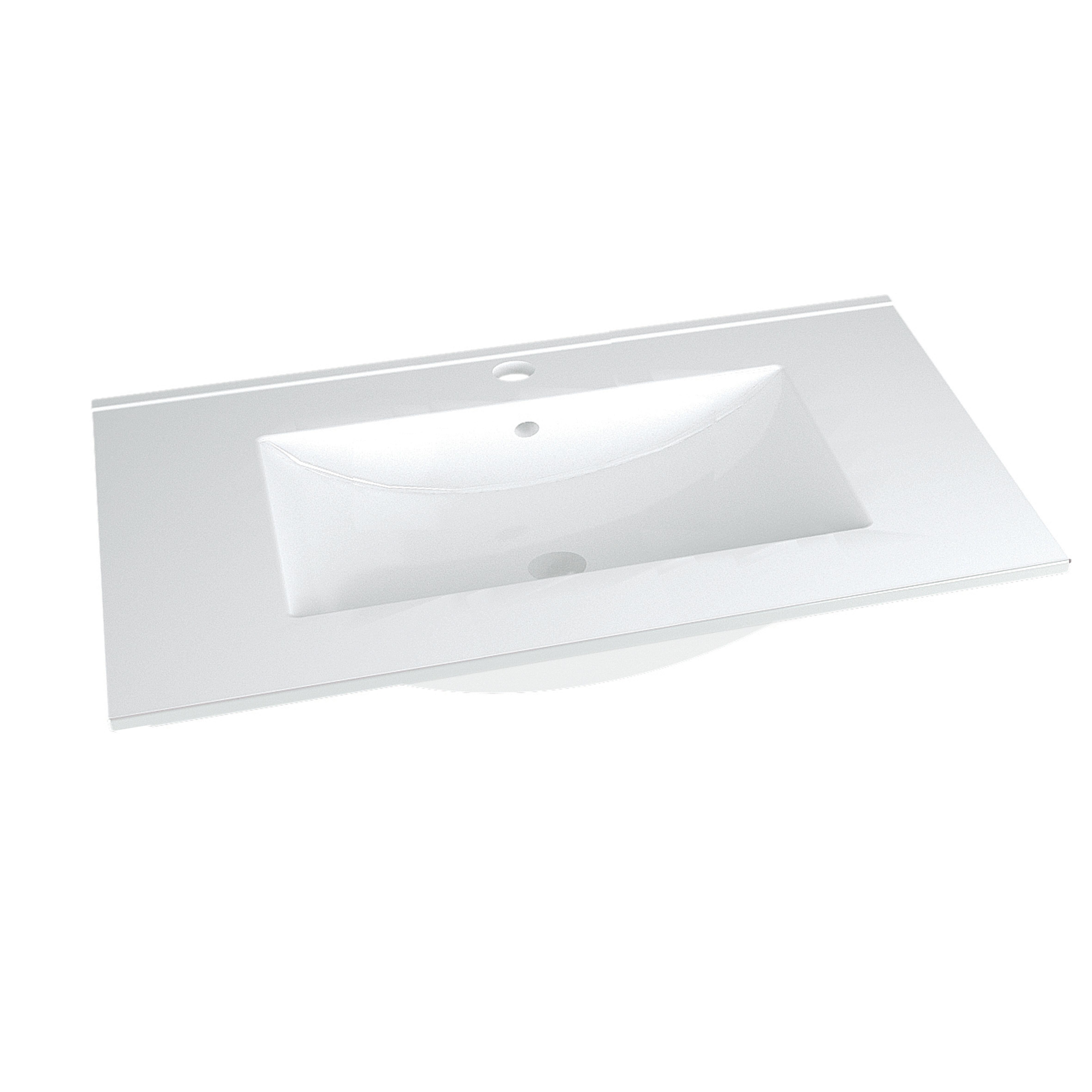 Plan simple vasque centrée Vega céramique blanc Brillant l.101 x P.46 ...