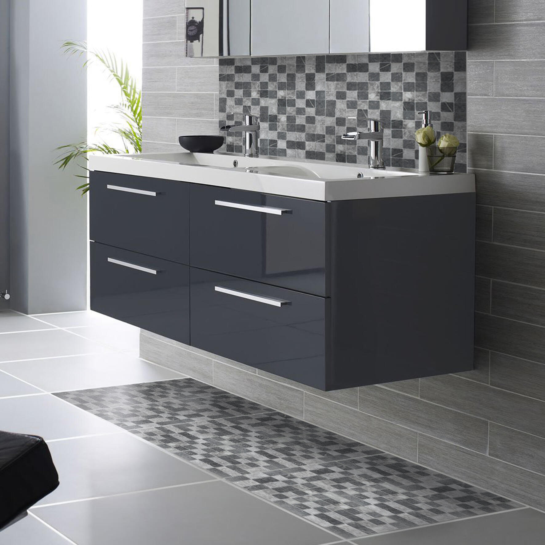 1 plaque de mosaïque mur / sol Béton verre effet ciment gris 30 x 30 cm ...