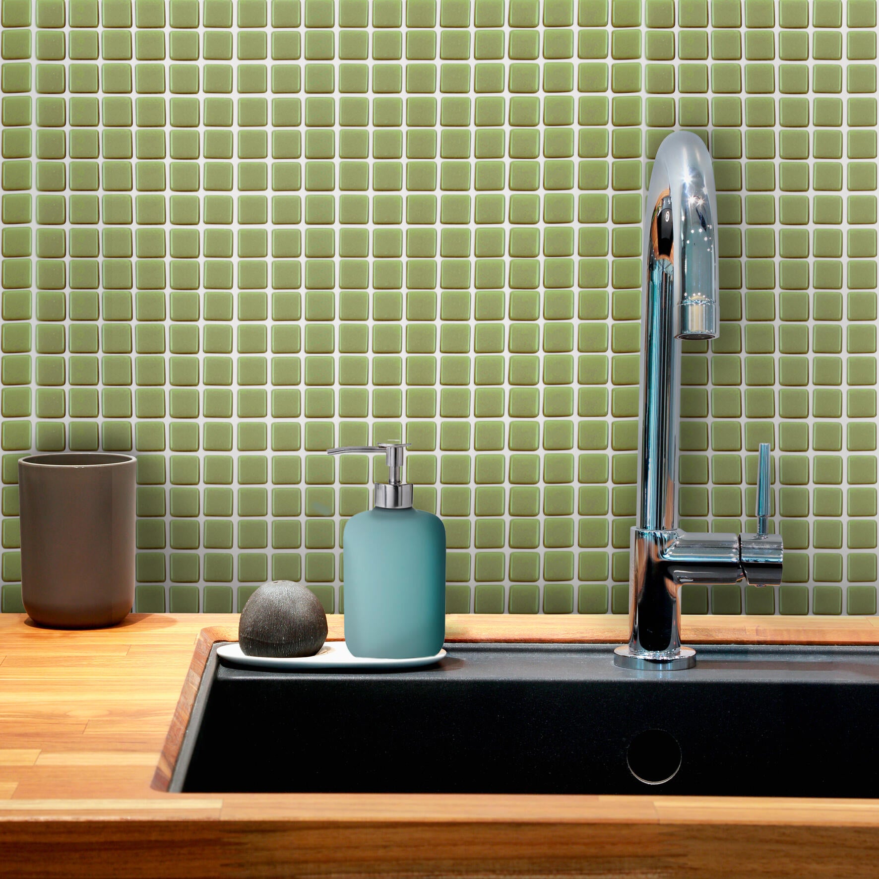 Mosaïque mur Pop verre vert 30 x 30 cm MAT INTER | Leroy Merlin