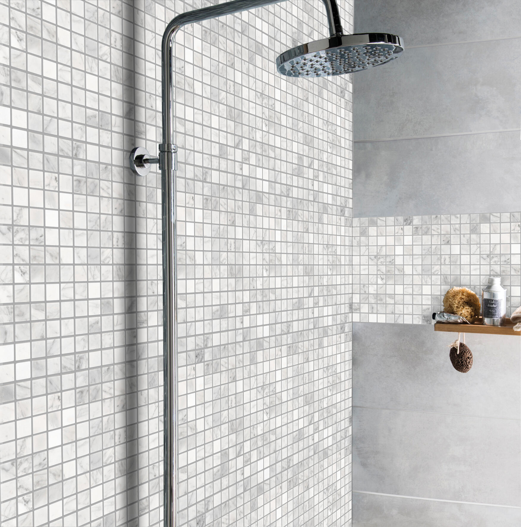 Mosaïque mur Marbre marbre blanc 30 x 30 cm MAT INTER | Leroy Merlin