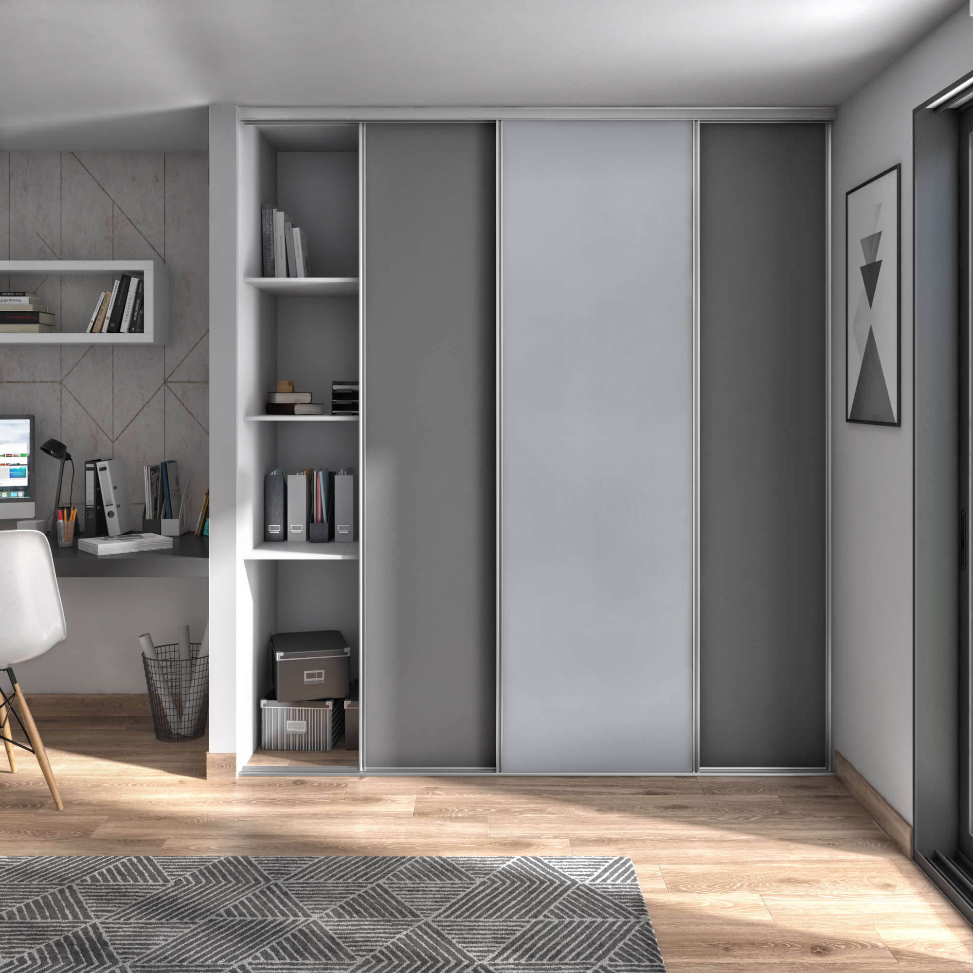 Portes de placard coulissantes Paris/Granit, 3 portes, l224xH250cm ...