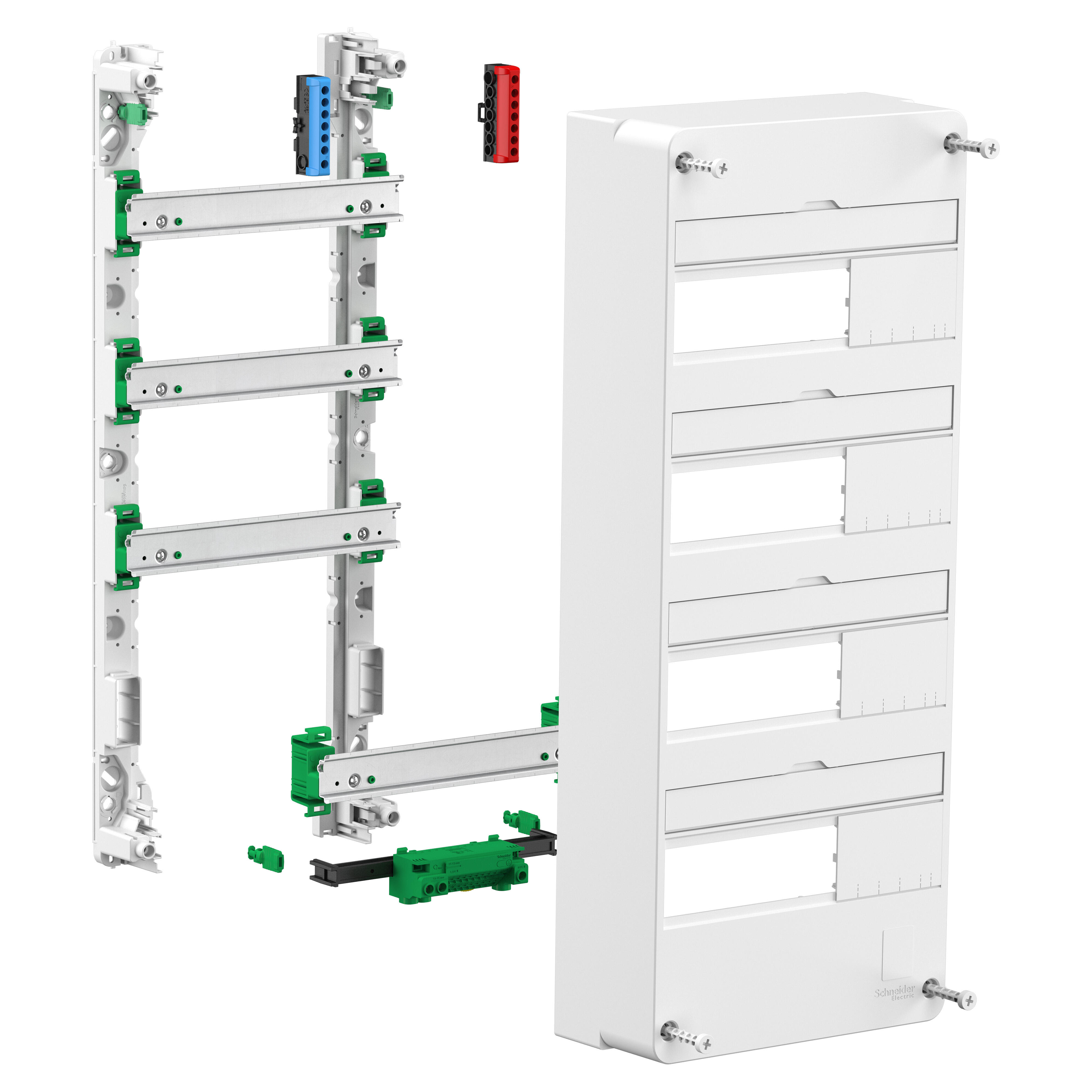 Tableau électrique nu saillie 4 rangées 52 modules Resi9, SCHNEIDER ...
