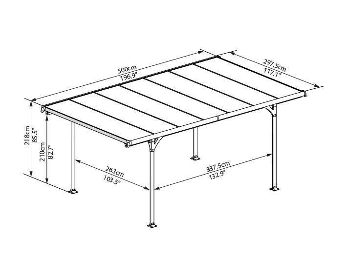 Carport Verona toit plat PALRAM 504 x 299 cm | Leroy Merlin