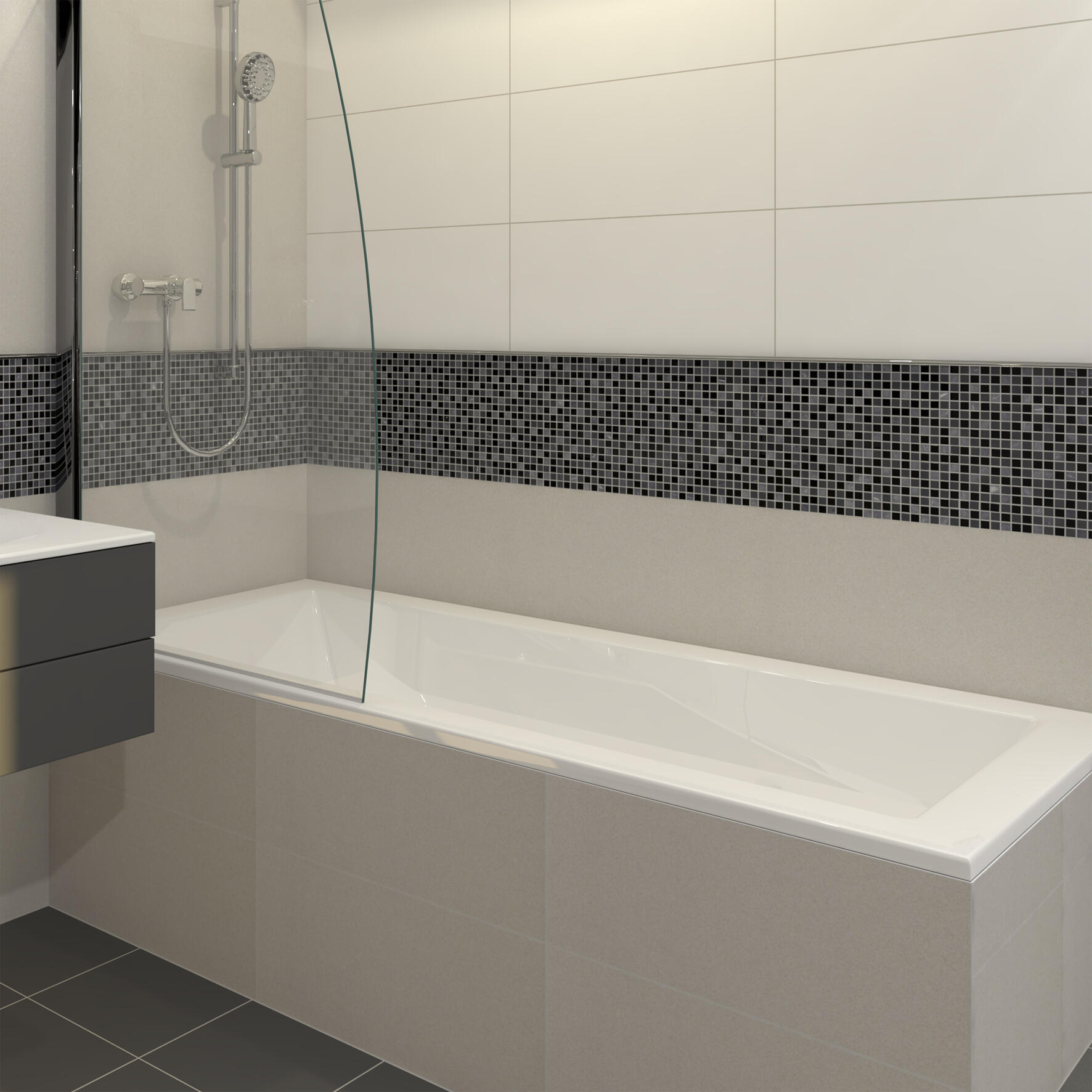 Mosaïque mur Mix marbre gris 30 x 30 cm MAT INTER | Leroy Merlin