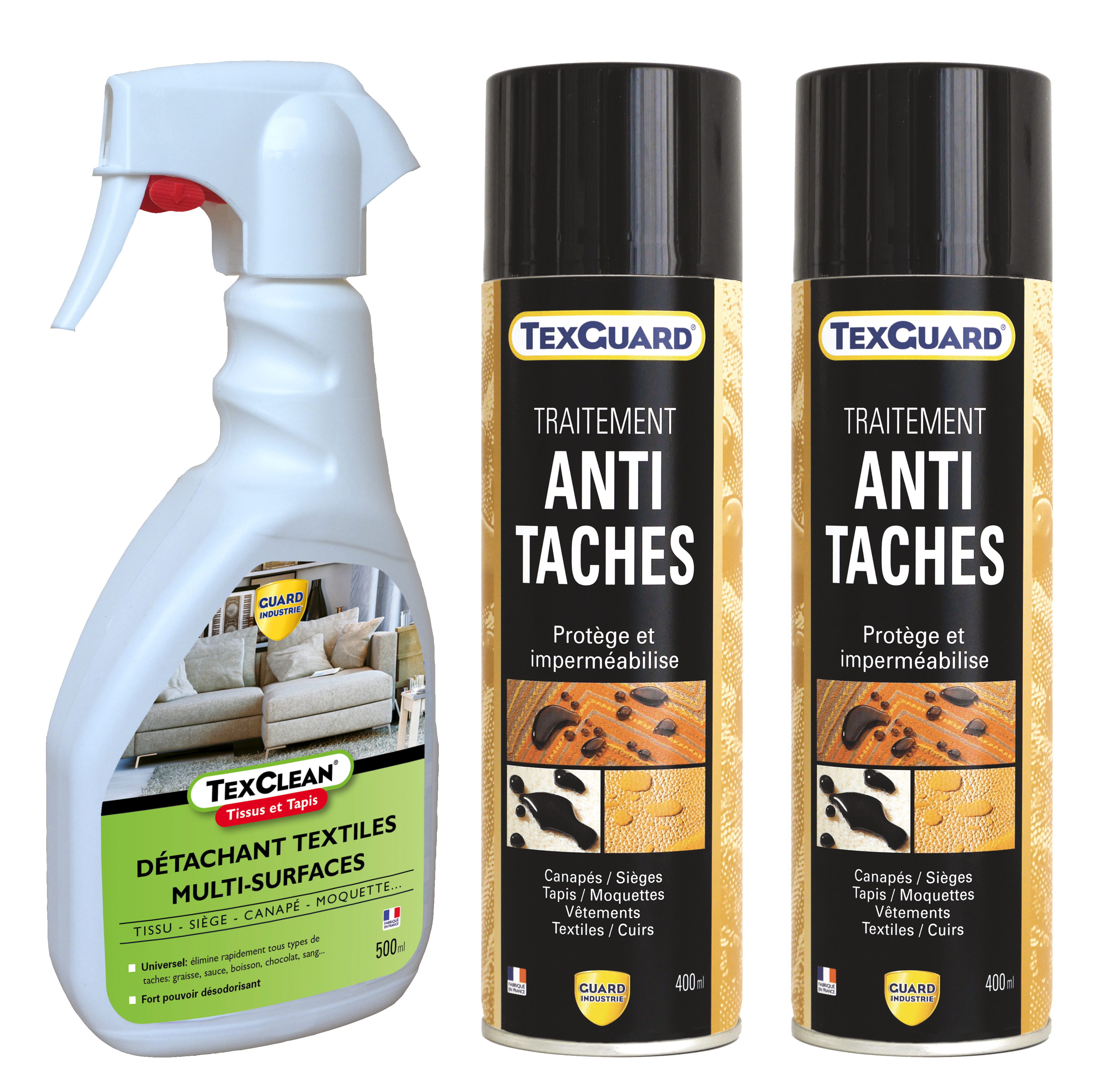 Pack détachant imperméabilisant textile TexClean 500ml + TexGuard 2 x ...