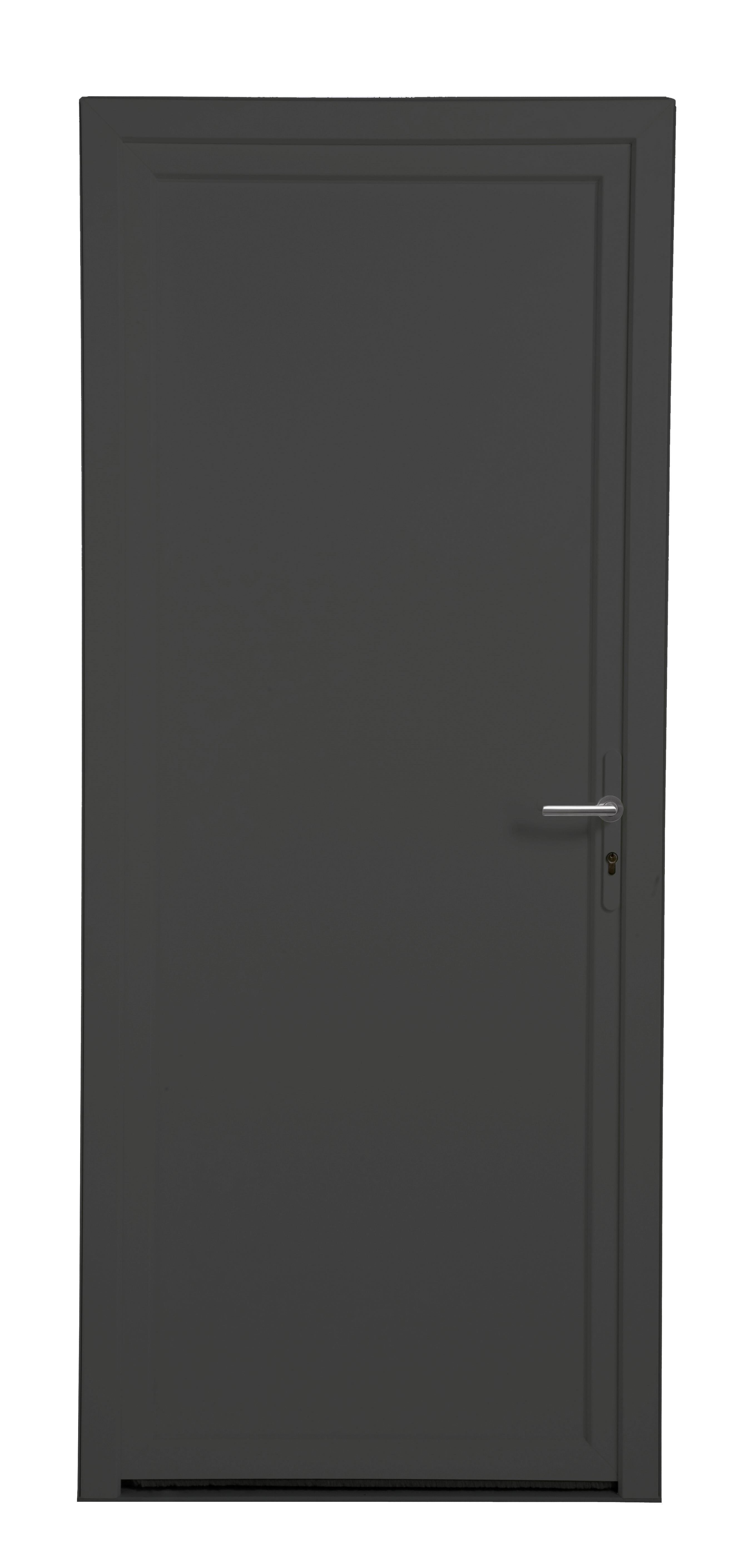 Porte de service PVC pleine H.215 x l.90 cmgris ext/blanc int poussant ...