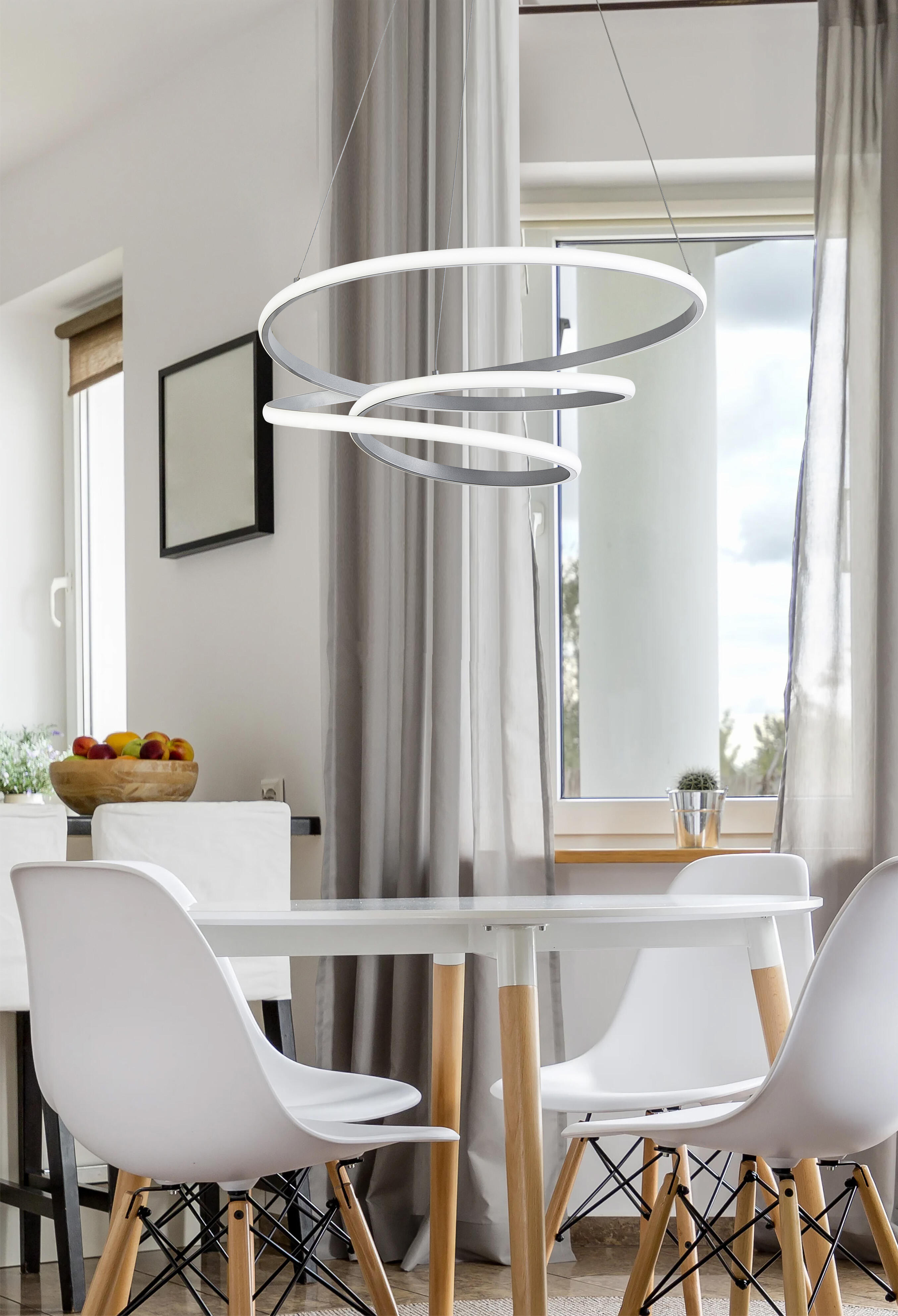 Lampadario LED moderno Misty grigio Ø52cm, luce naturale 2175 lumen ...