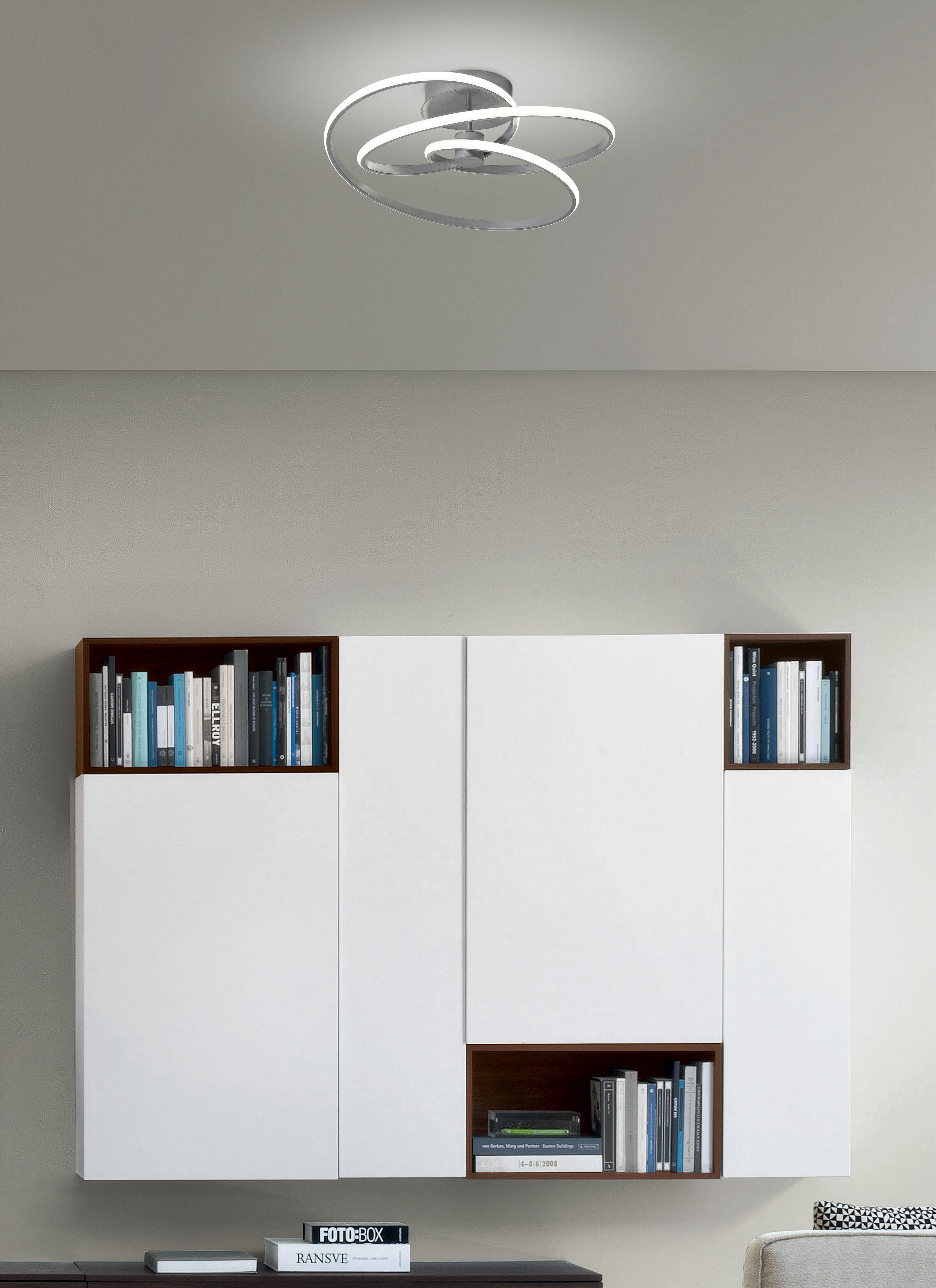 Plafoniera LED moderno MISTY, argento, luce naturale dimmerabile, 2240 ...