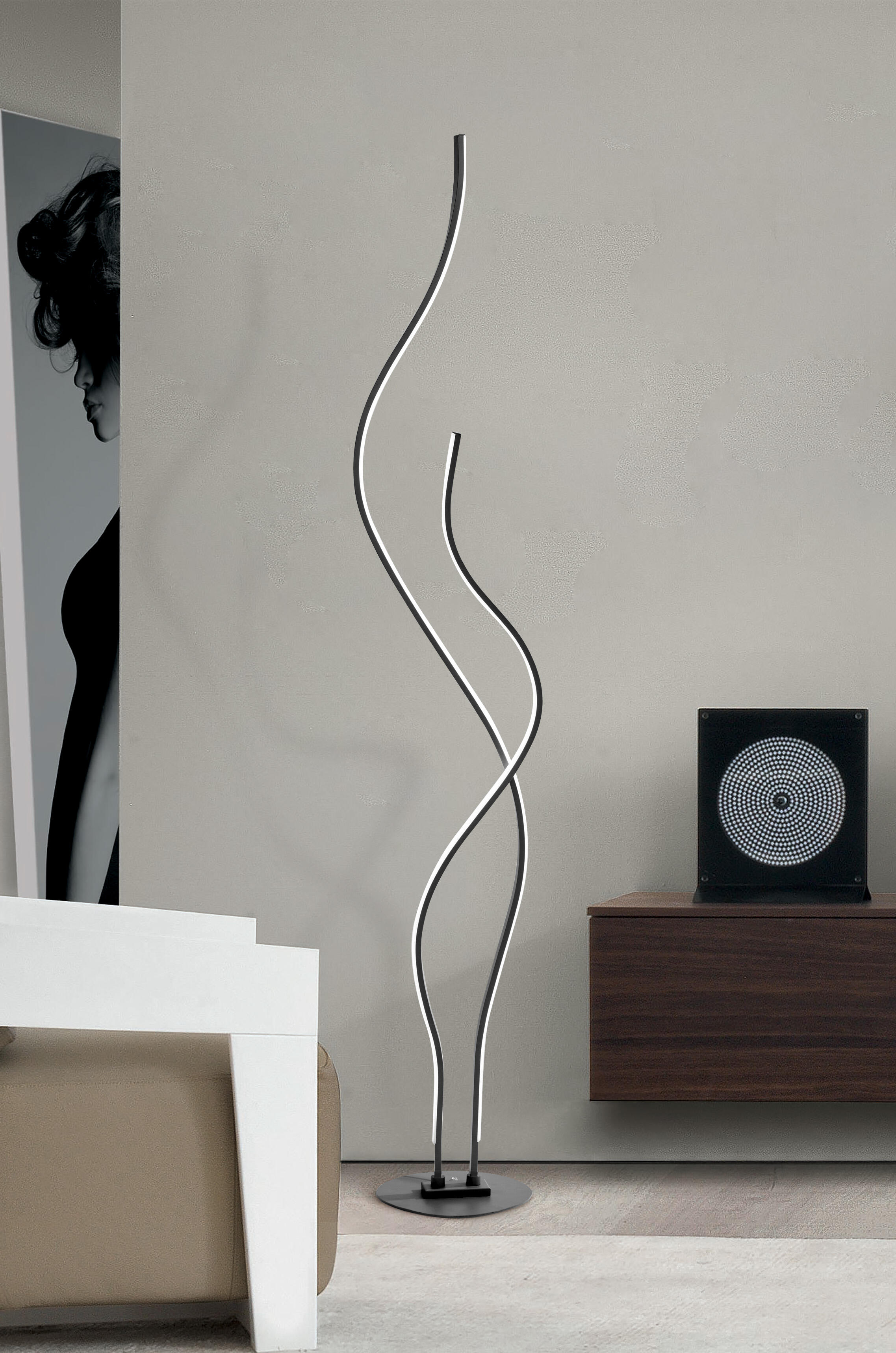 Lampada da terra LED Wendy nero, luce bianco naturale 1900 lumen ...