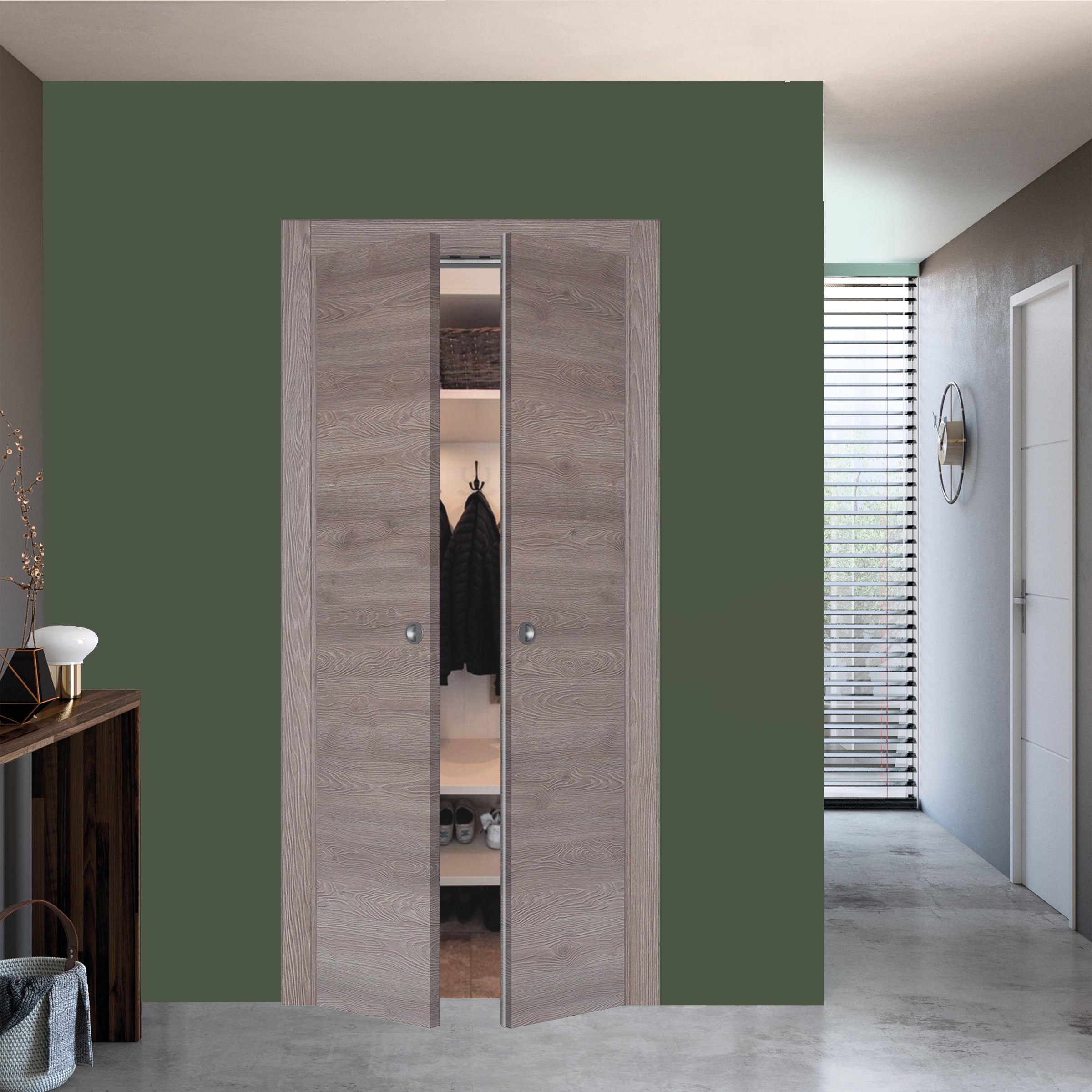 Porta interna a battente in legno, L 80 x H 210 cm, grigia, apertura ...