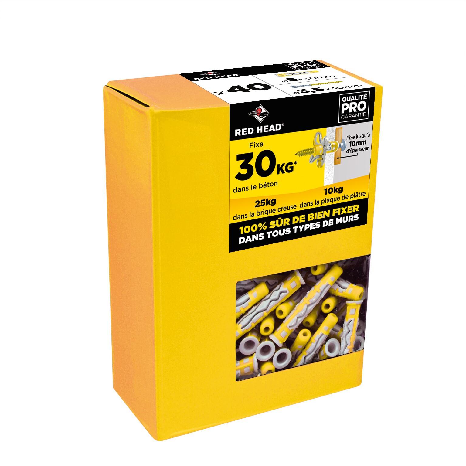 Lot de 80 Cheville pour tout type de mur mx gamme couleur RED HEAD, Ø5 ...