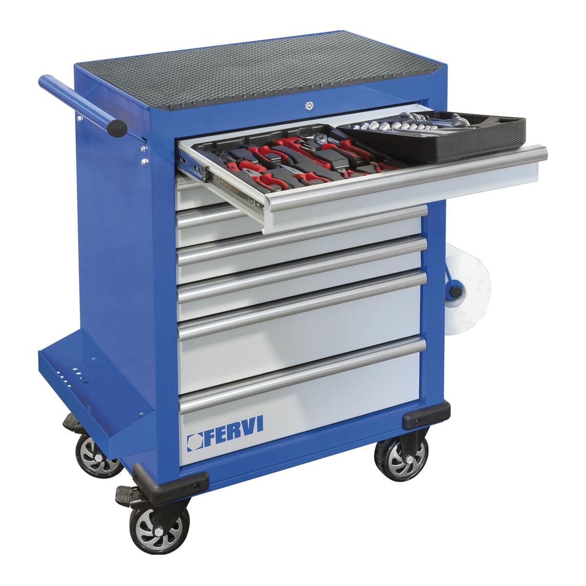 Carrello da officina con ruote FERVI Carrello porta utensili in acciaio ...