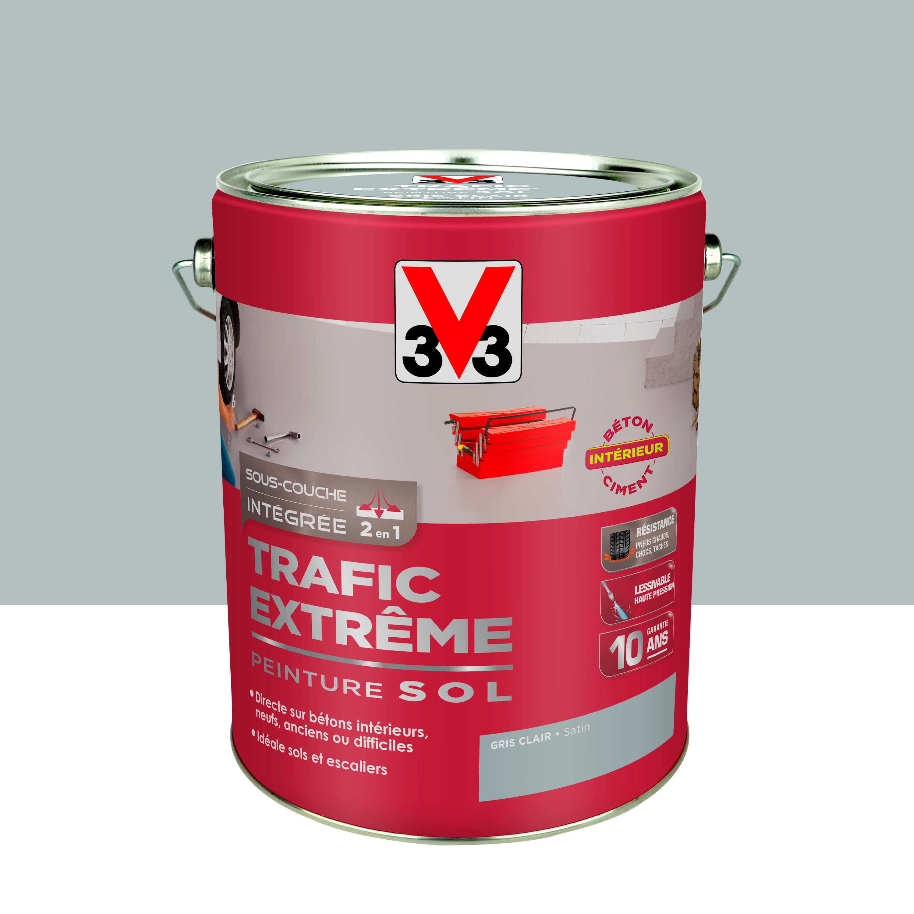 Peinture sol Trafic extrême V33, RAL 248, gris clair satiné, 5 l ...