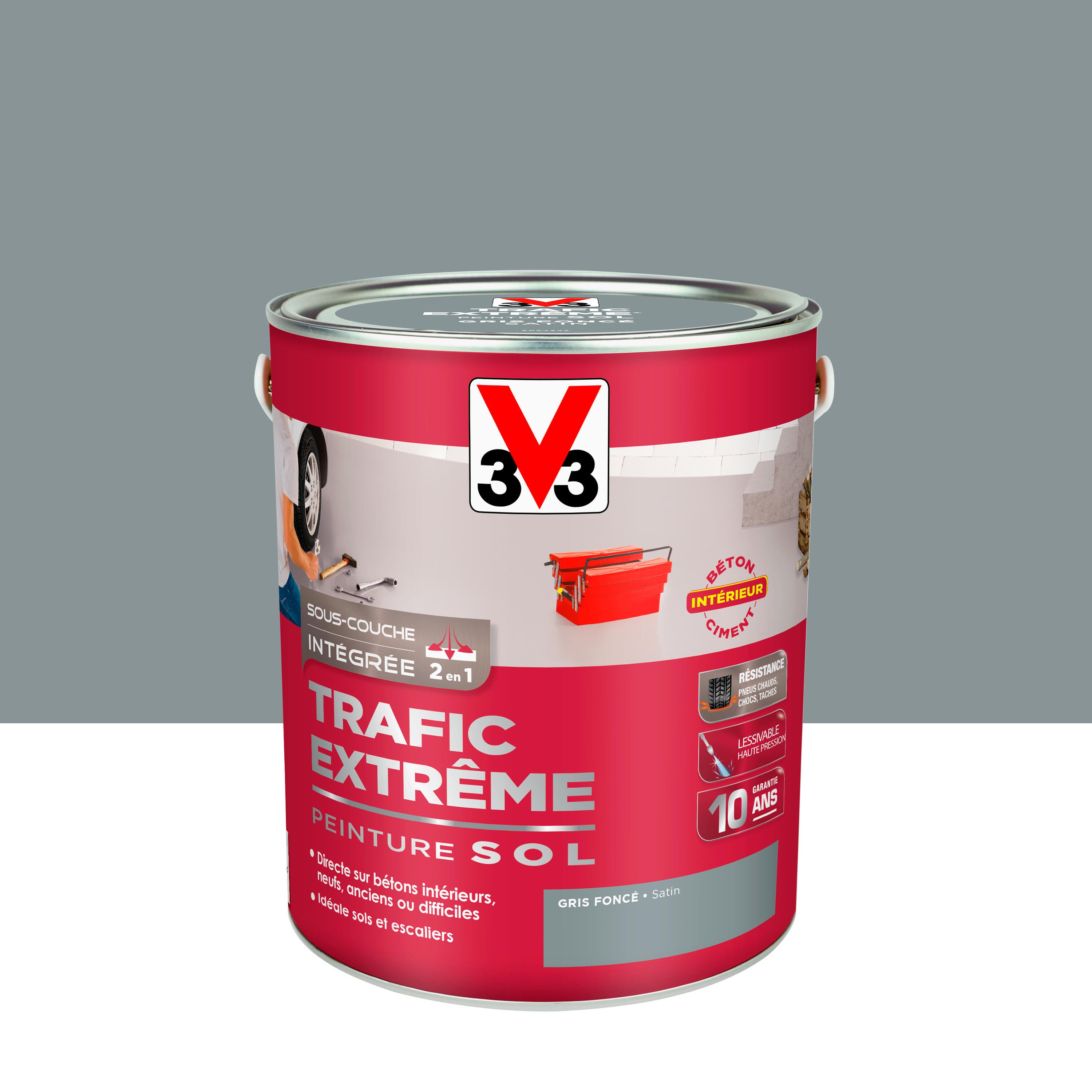 Peinture sol Trafic extrême V33, RAL 266, gris foncé satiné, 2.5 l ...