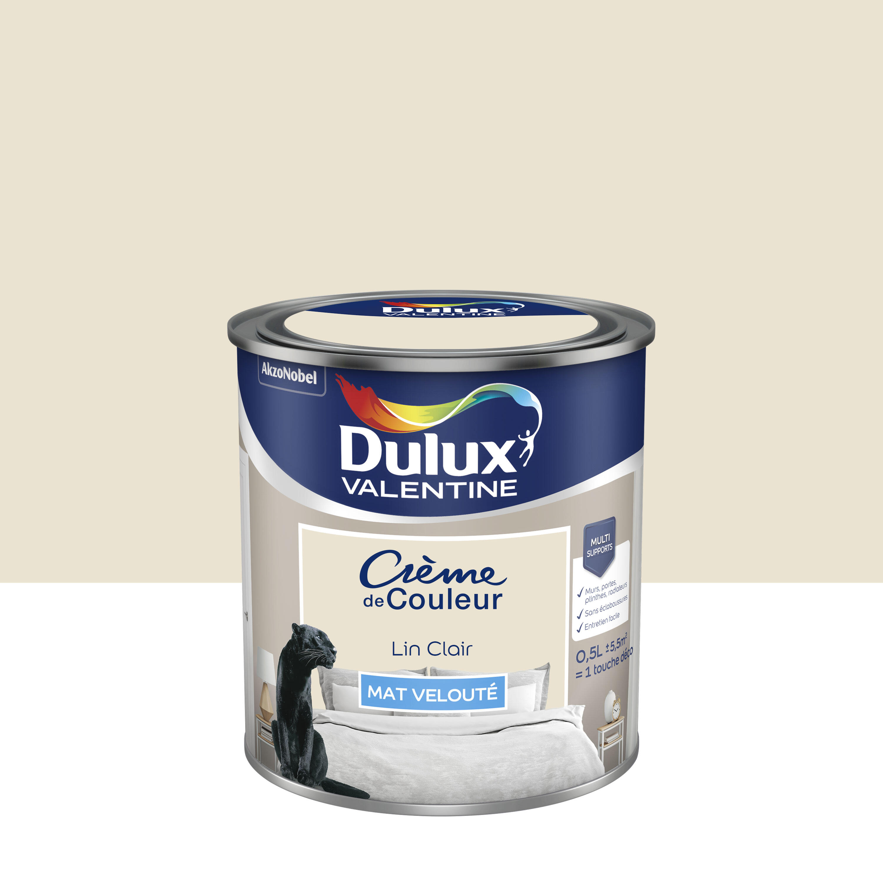 Peinture mur, boiserie lin clair mat DULUX VALENTINE Crème de couleur 0.5L | Leroy Merlin