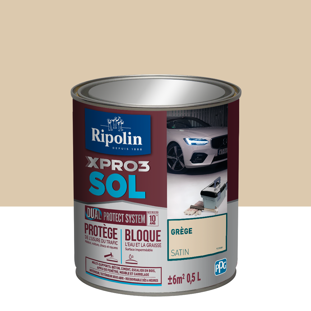 Peinture sol Xpro3 RIPOLIN, grège satiné, 0.5 l | Leroy Merlin