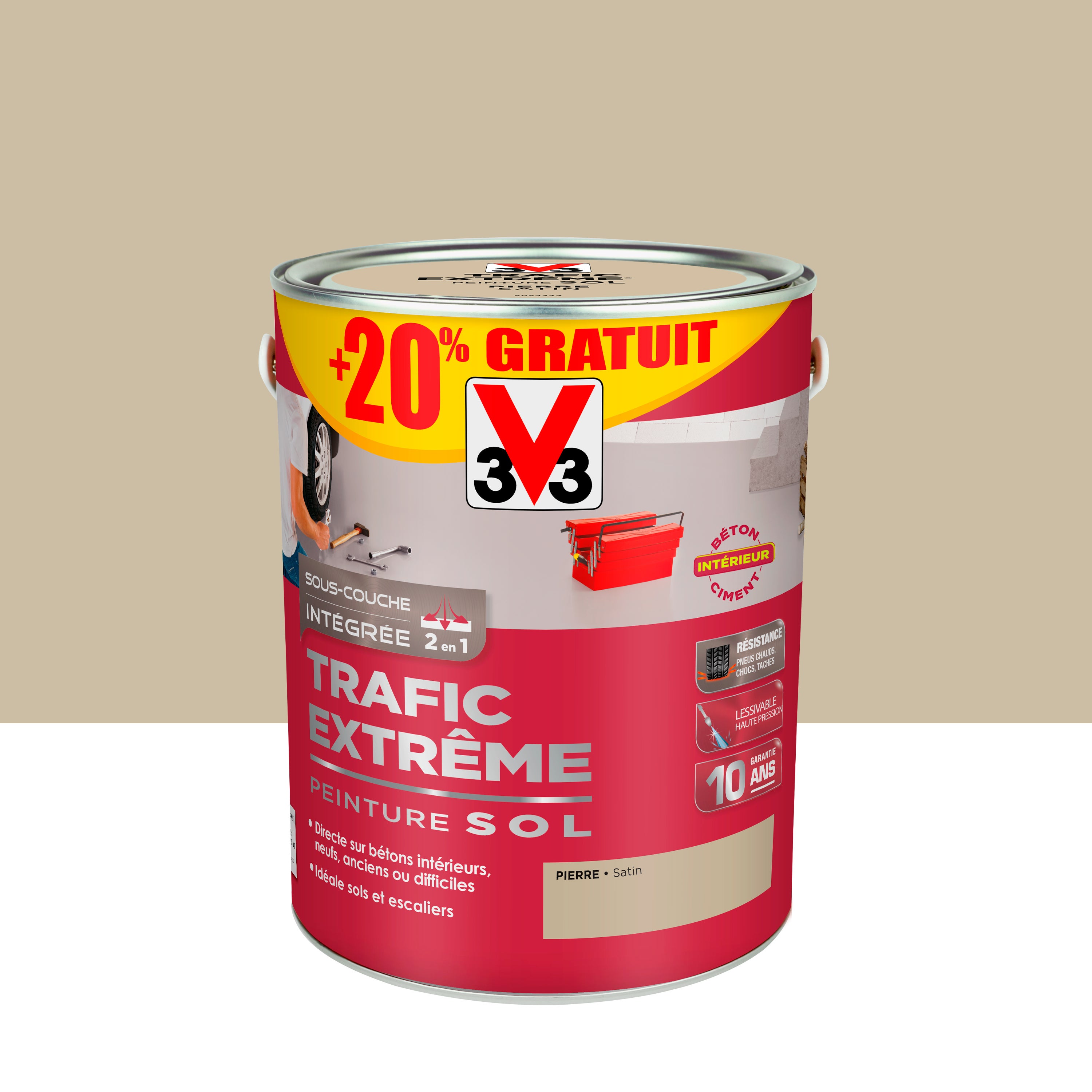 Peinture sol Trafic extrême V33, pierre satiné, 3 l | Leroy Merlin