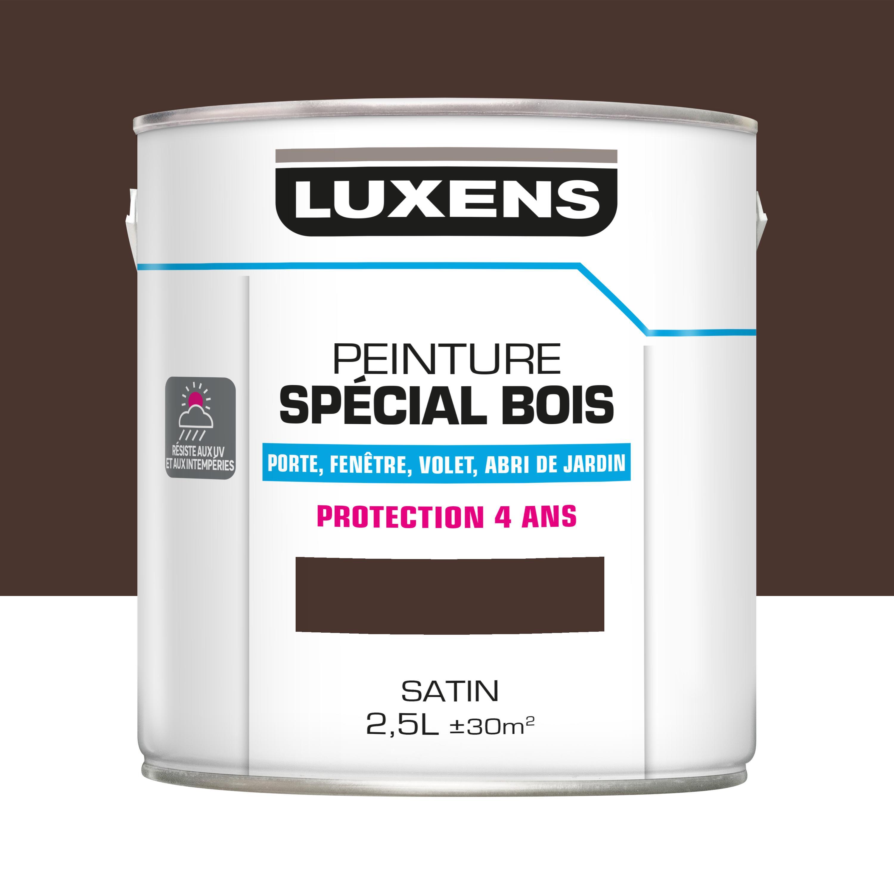 Peinture extérieure bois, Protection 4 ans LUXENS marron satiné 2.5l | Leroy Merlin
