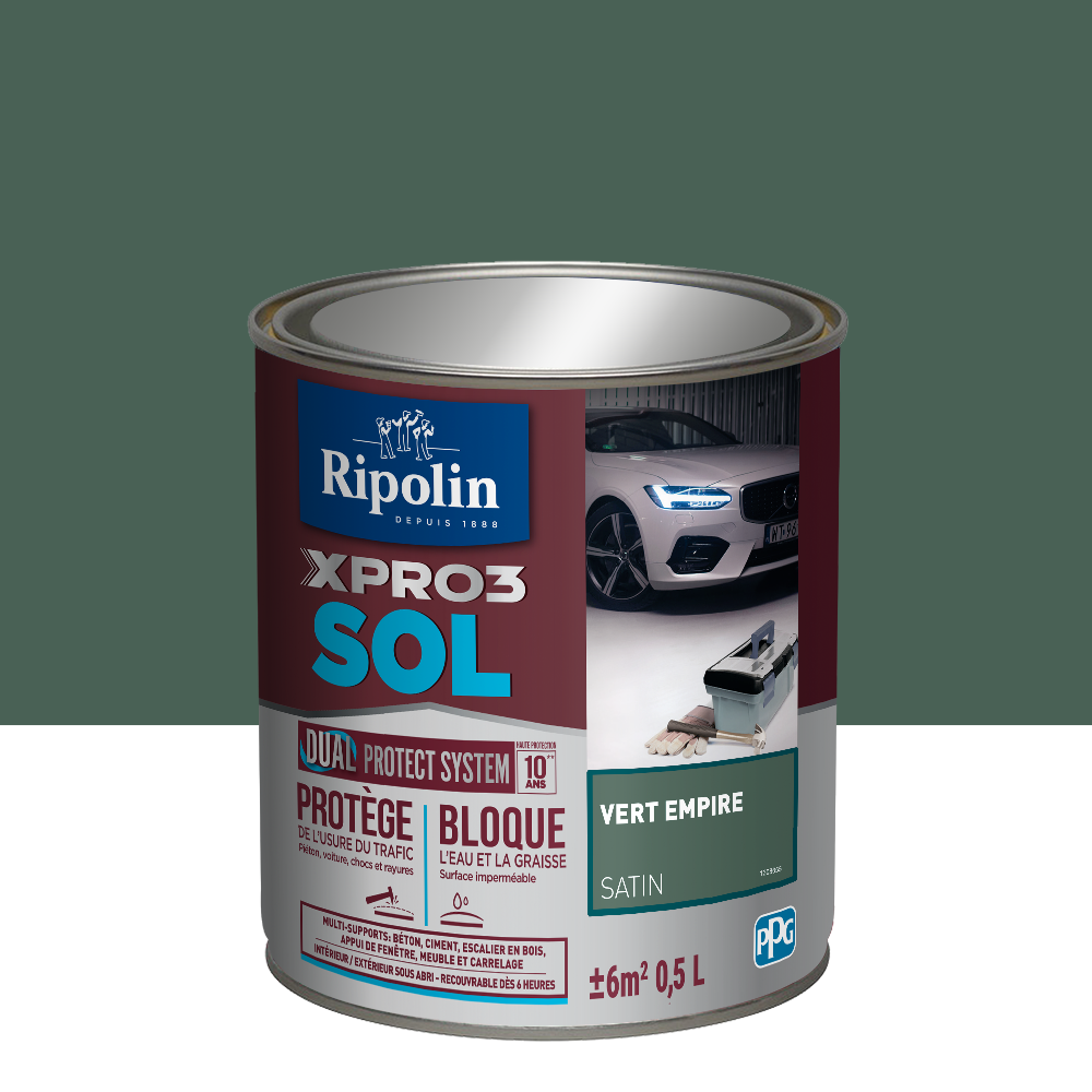 Peinture sol Xpro3 RIPOLIN, vert empire satiné, 0.5 l | Leroy Merlin