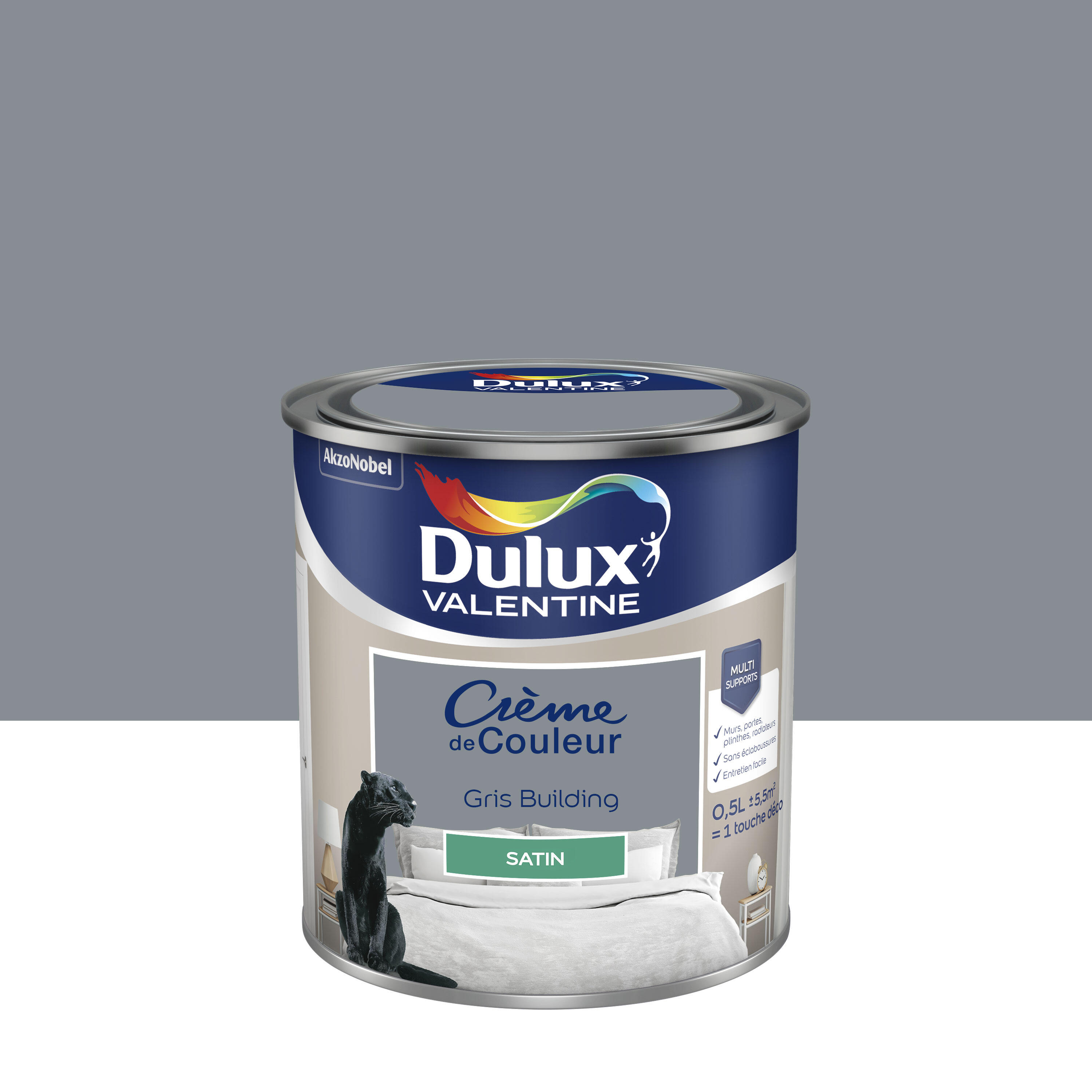 Peinture mur, boiserie gris building satin DULUX VALENTINE Crème de ...