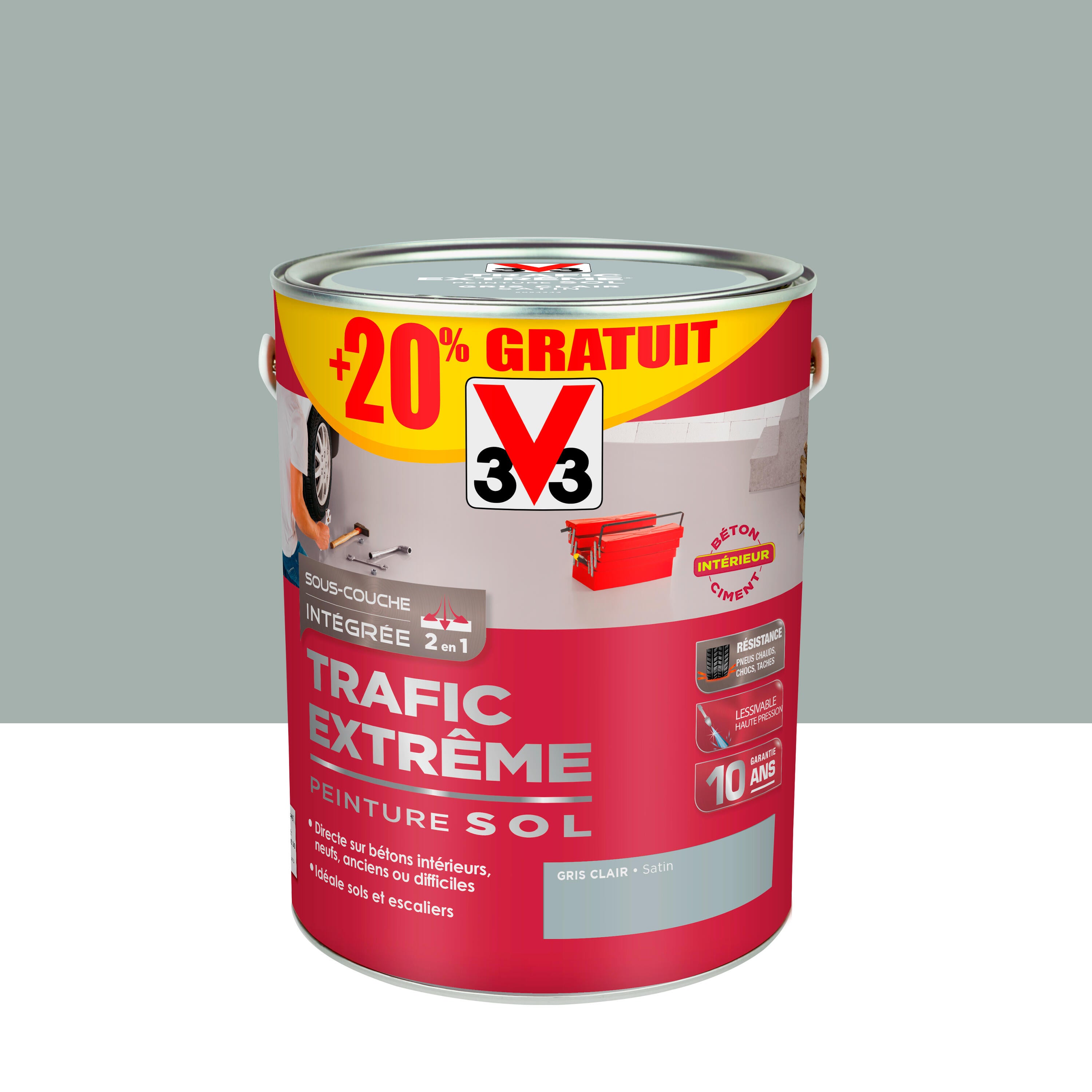 Peinture sol Trafic extrême V33, RAL 248, gris clair satiné, 3 l ...