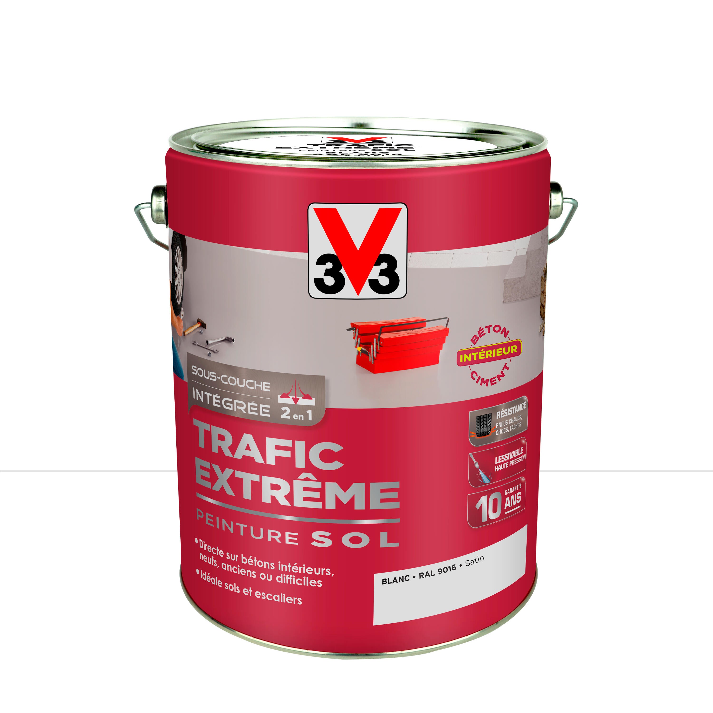 Peinture sol Trafic extrême V33, RAL 188, blanc satiné, 5 l | Leroy Merlin