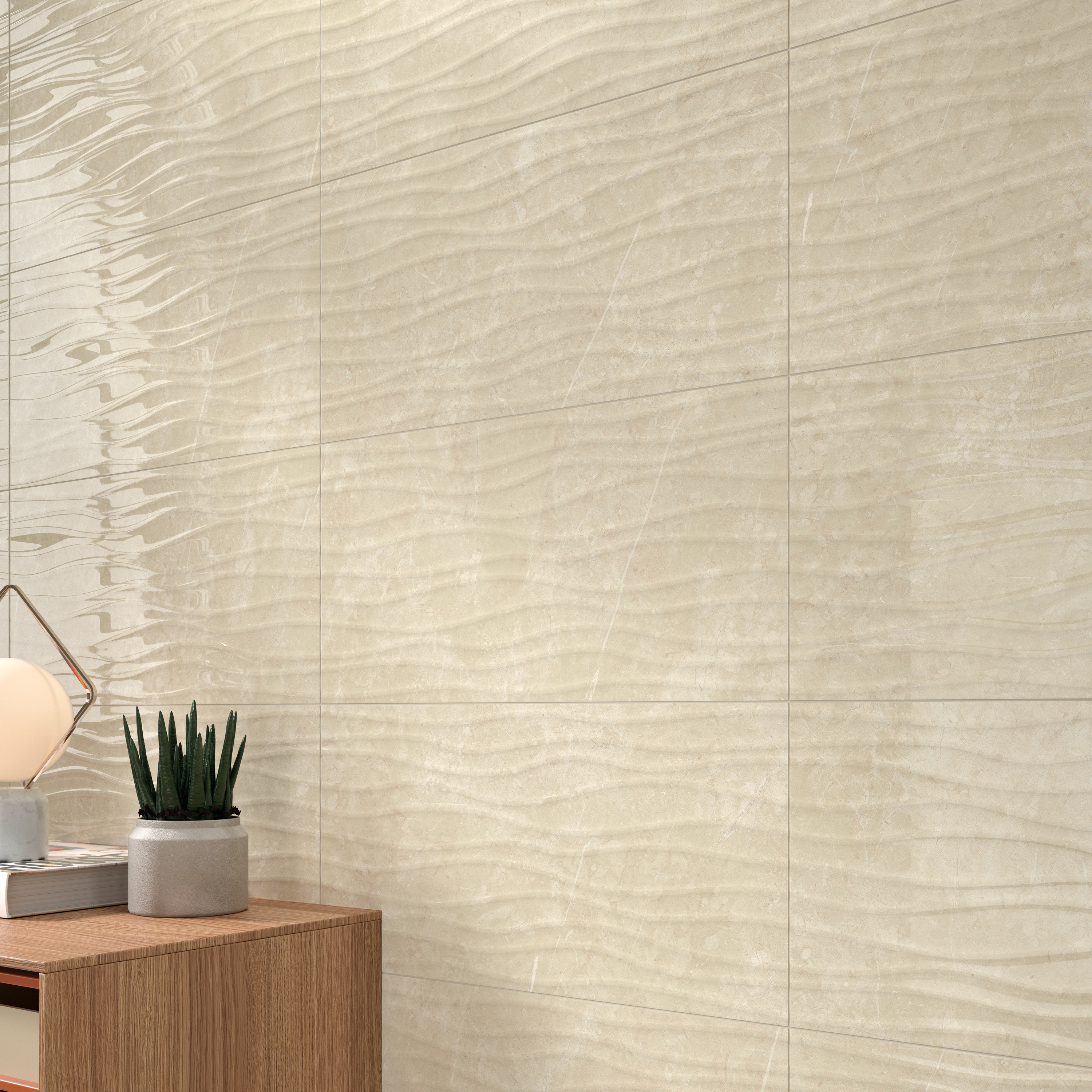 Azulejo cerámico Santorini efecto relieve beige 3S brillo 30x60 cm ...