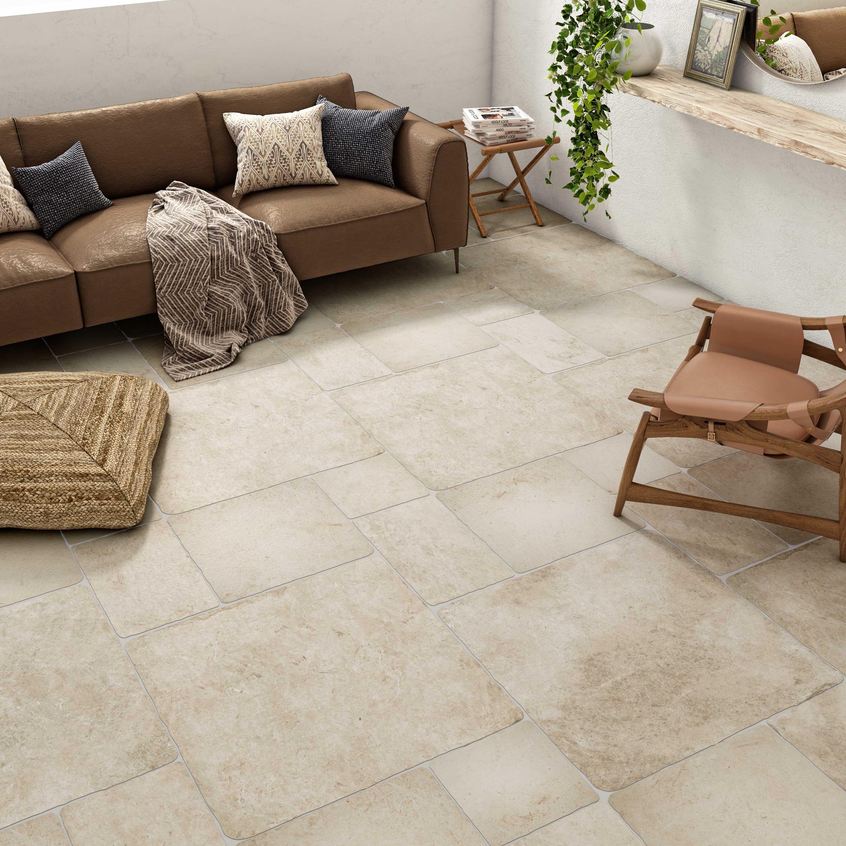 Carrelage sol intérieur / mur intérieur effet pierre beige Monastère l ...