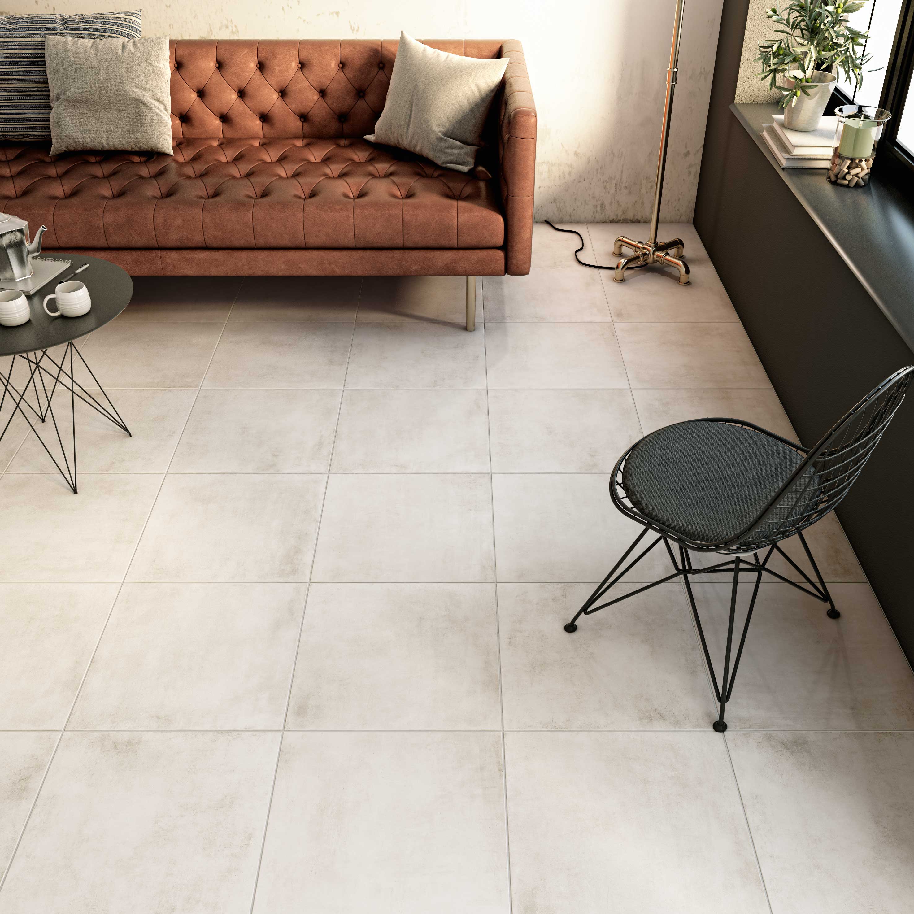 Carrelage sol intérieur / mur intérieur effet béton blanc Connect l.45 ...