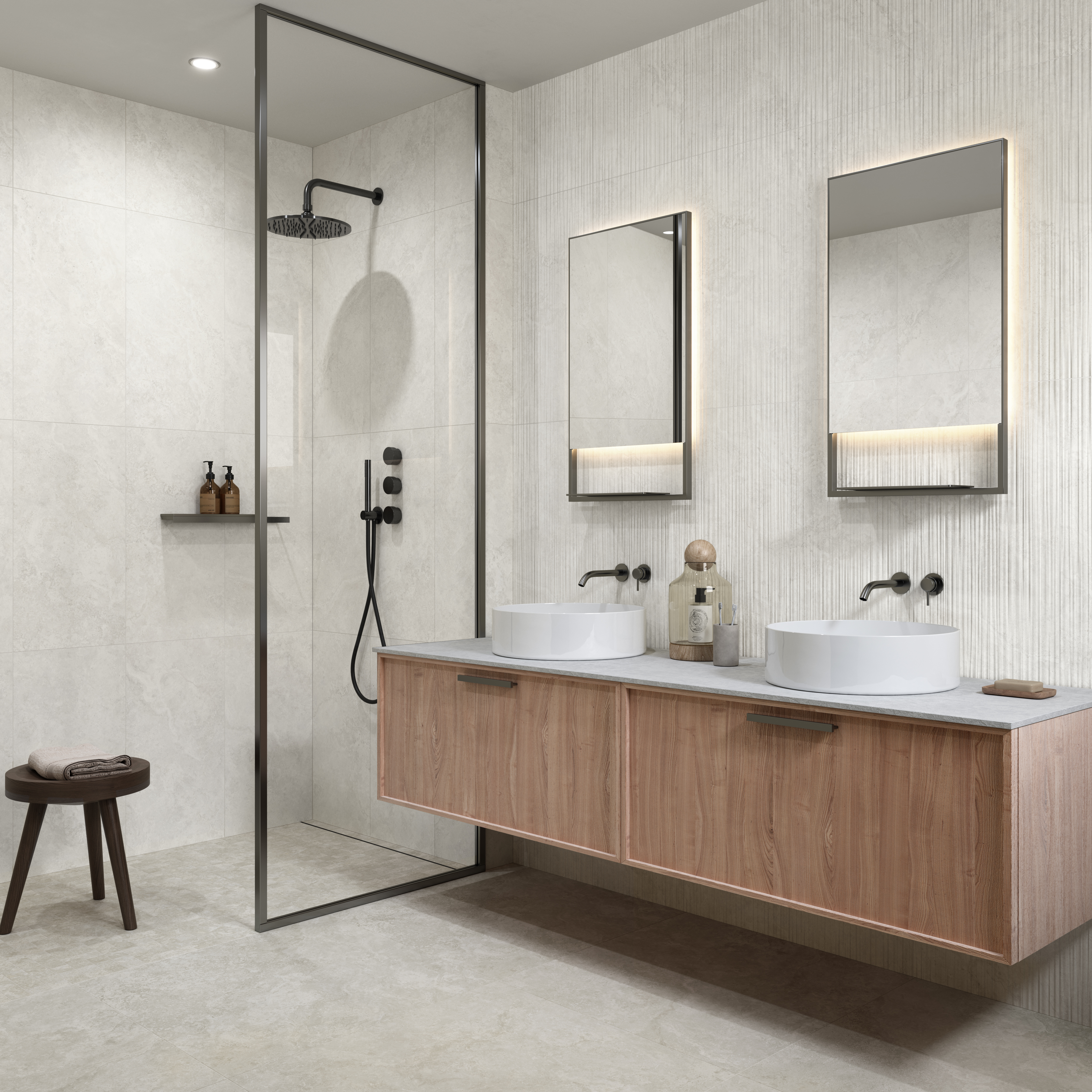 Carrelage mur intérieur effet travertin blanc 3d Sweet l.40 x L.80 cm ...