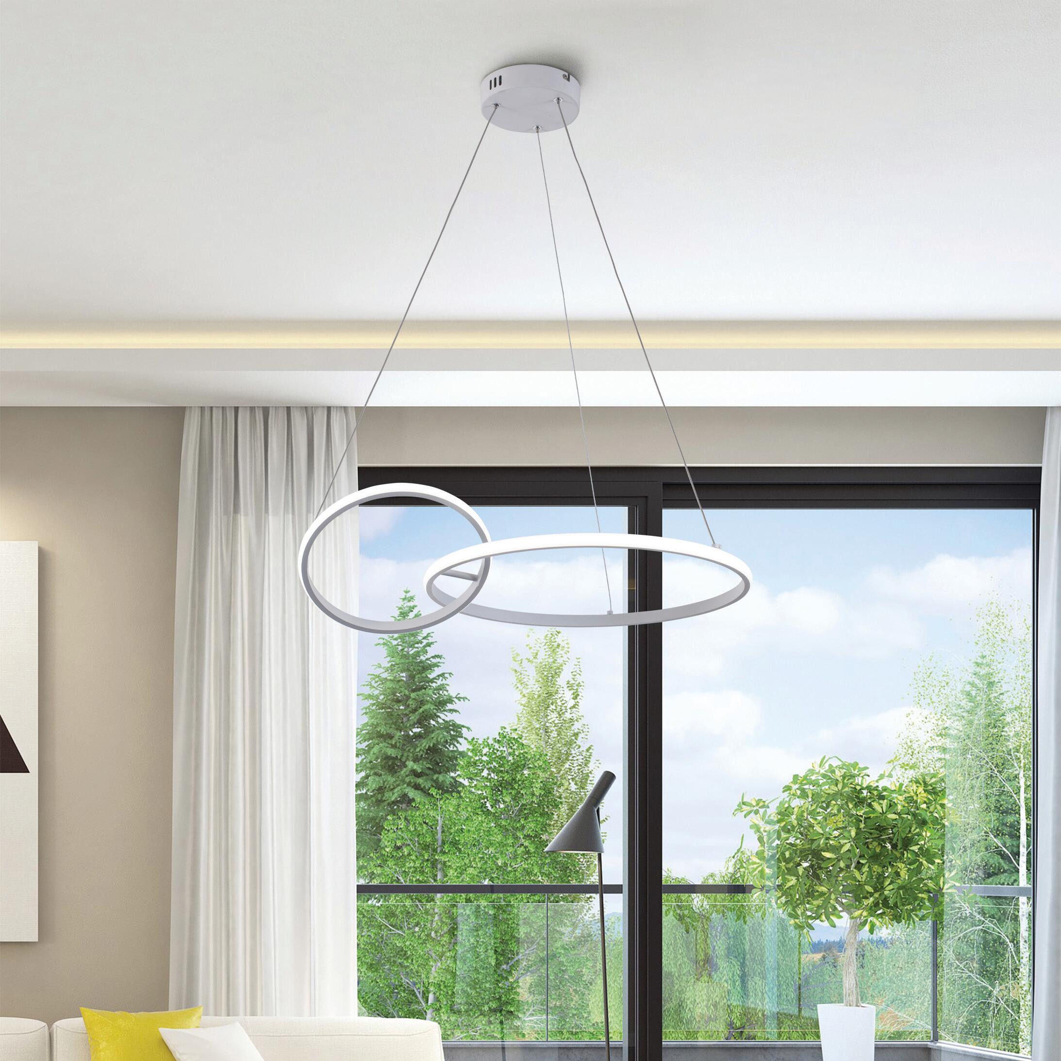 Lampadario LED moderno Kara bianco, luce naturale 3000 lumen, NOVECENTO ...